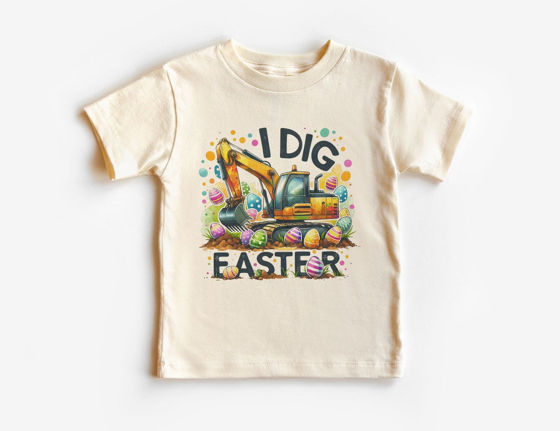 Tiny Hug I Dig Easter Excavator Toddler Shirt - Construction Equipment ...