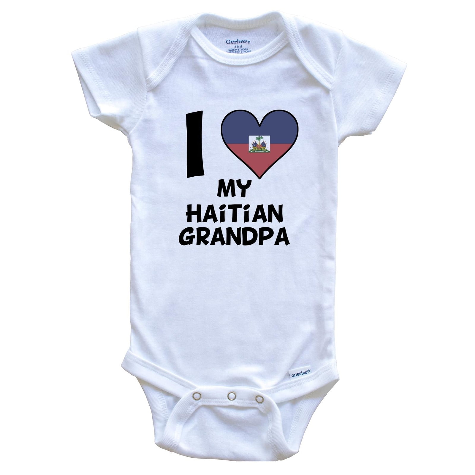 Tiny Hug I Heart My Haitian Grandpa Haiti Flag One Piece Baby Bodysuit ...