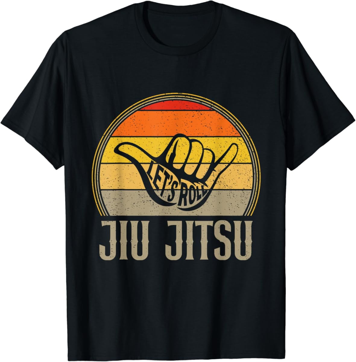 Tiny Hug Jiu Jitsu Hand Vintage Sunset Let'S Roll Martial Arts T-Shirt ...