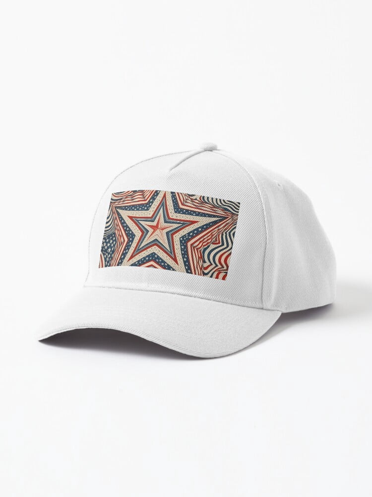 Tiny Hug July Red White And Blue Big Star With Wavy Lines Cap, Hats For ...