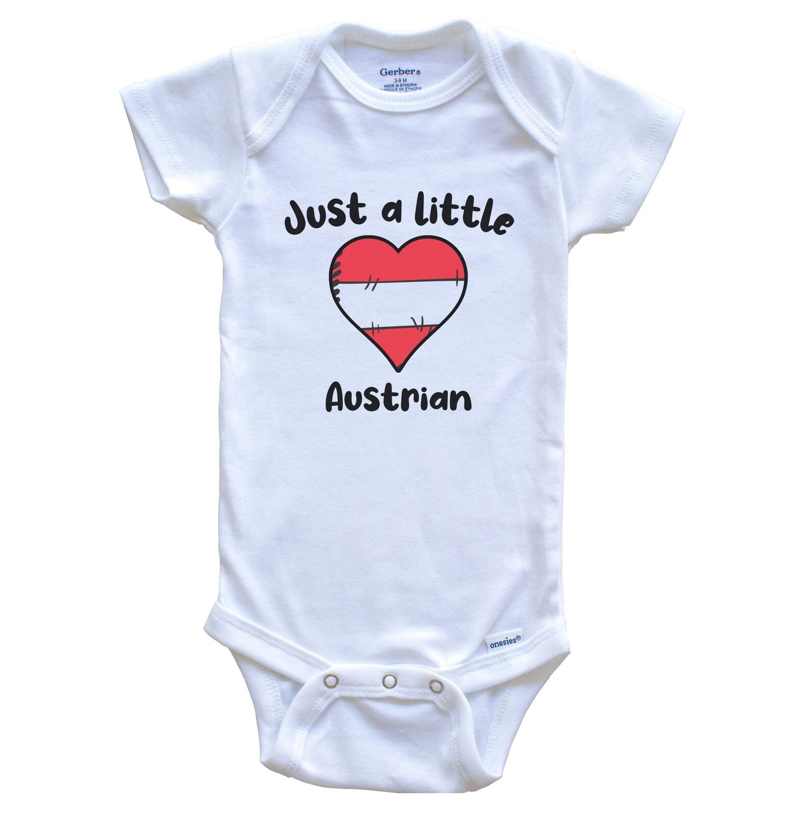 Tiny Hug Just A Little Austrian Cute Austria Flag Heart Baby Bodysuit ...
