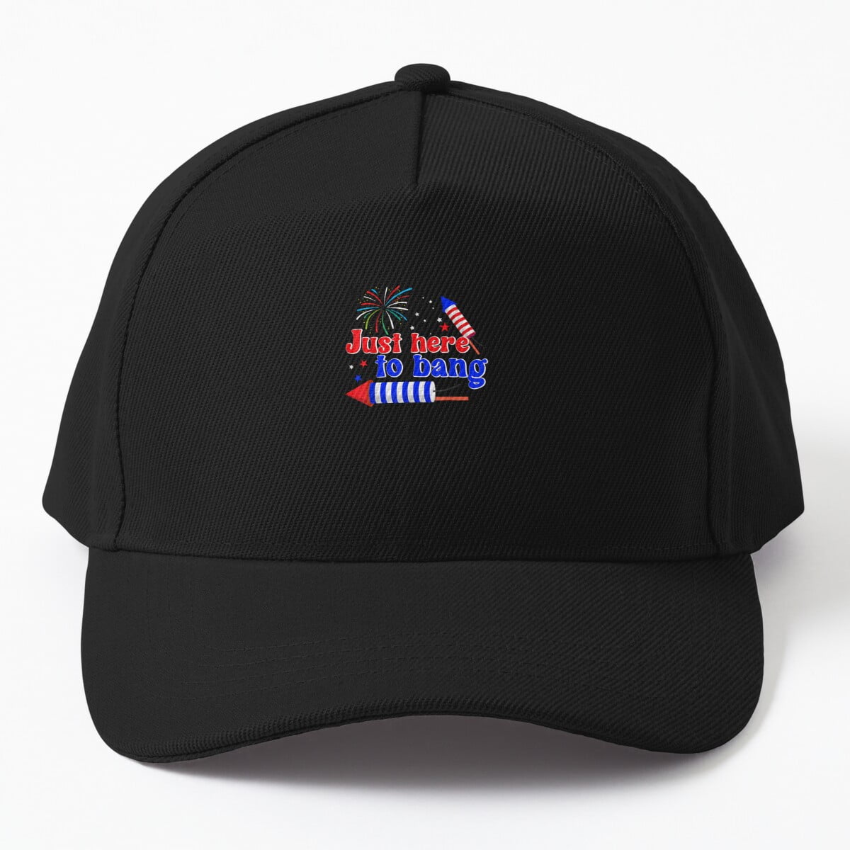 Tiny Hug Just Here To Bang American Flag Fireworks 4Th Of July Cap ...