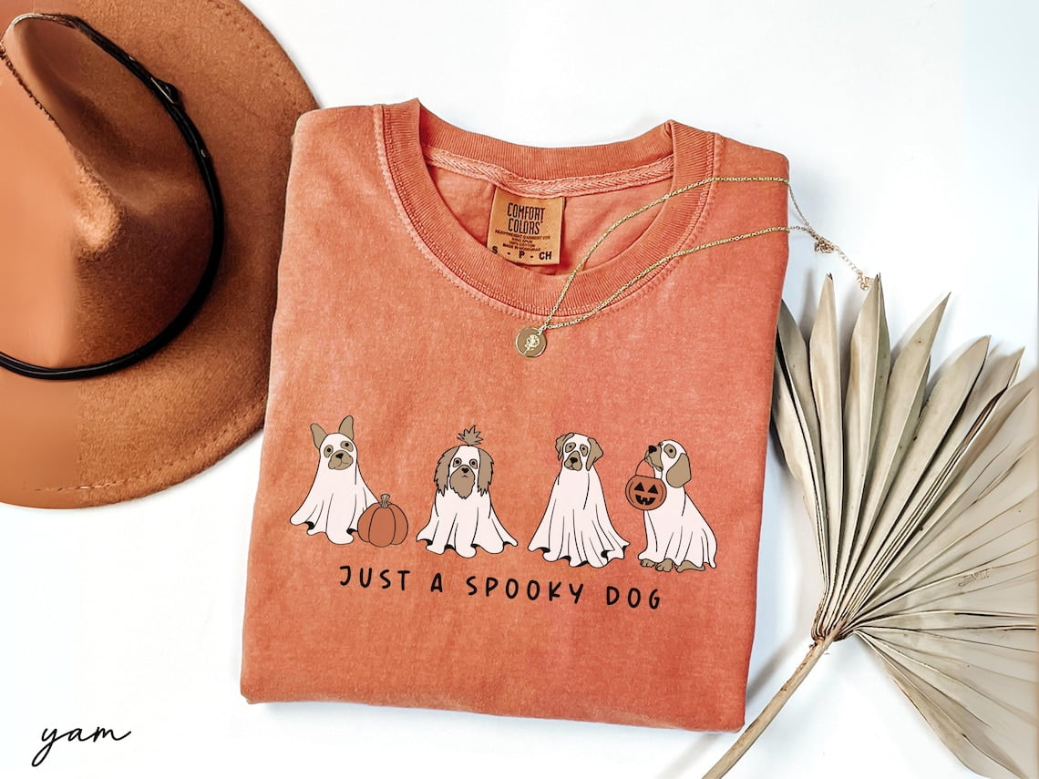 Tiny Hug Just A Spooky Dog Shirt, Ghost Dog Winter Holiday Shirt, Retro ...