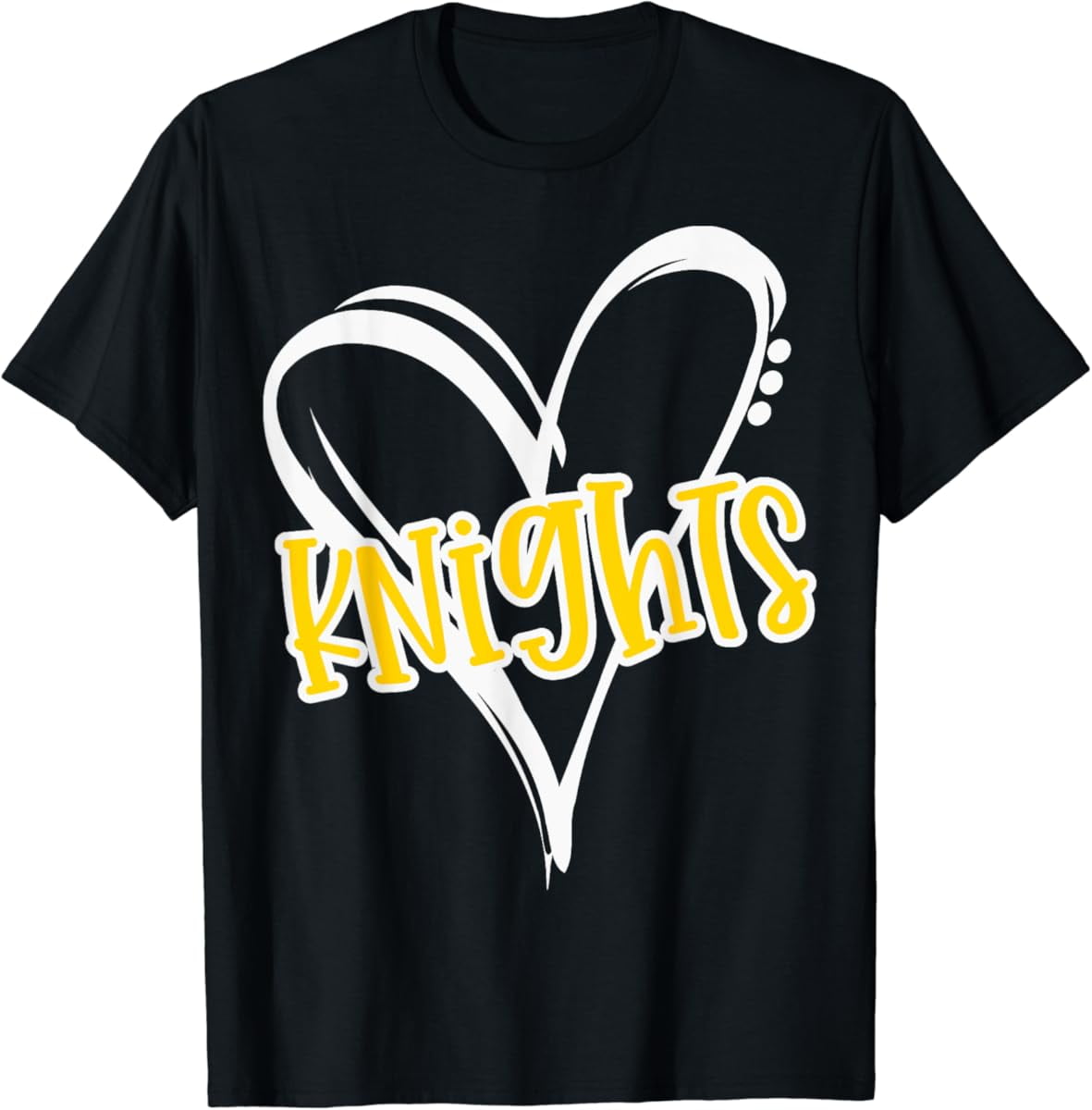 Tiny Hug Knights Heart Yellow Lettering Retro Trendy Game Day Spirit T ...