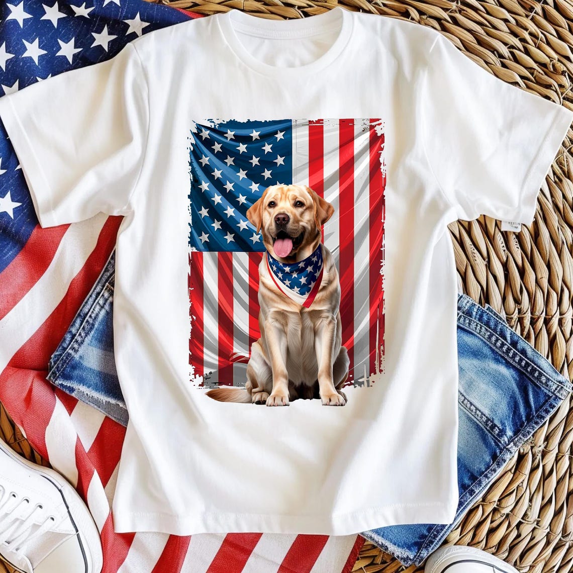 Tiny Hug Labrador Retriever Patriotic American Flag Dog 4Th Of July ...