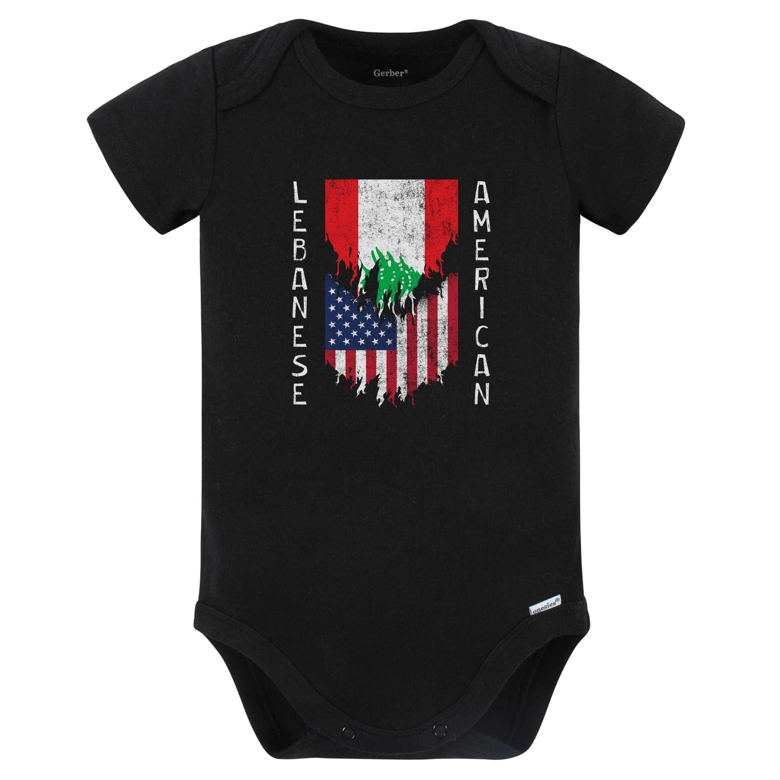 Tiny Hug Lebanese American Flags Ripped Torn Lebanon Baby Bodysuit ...