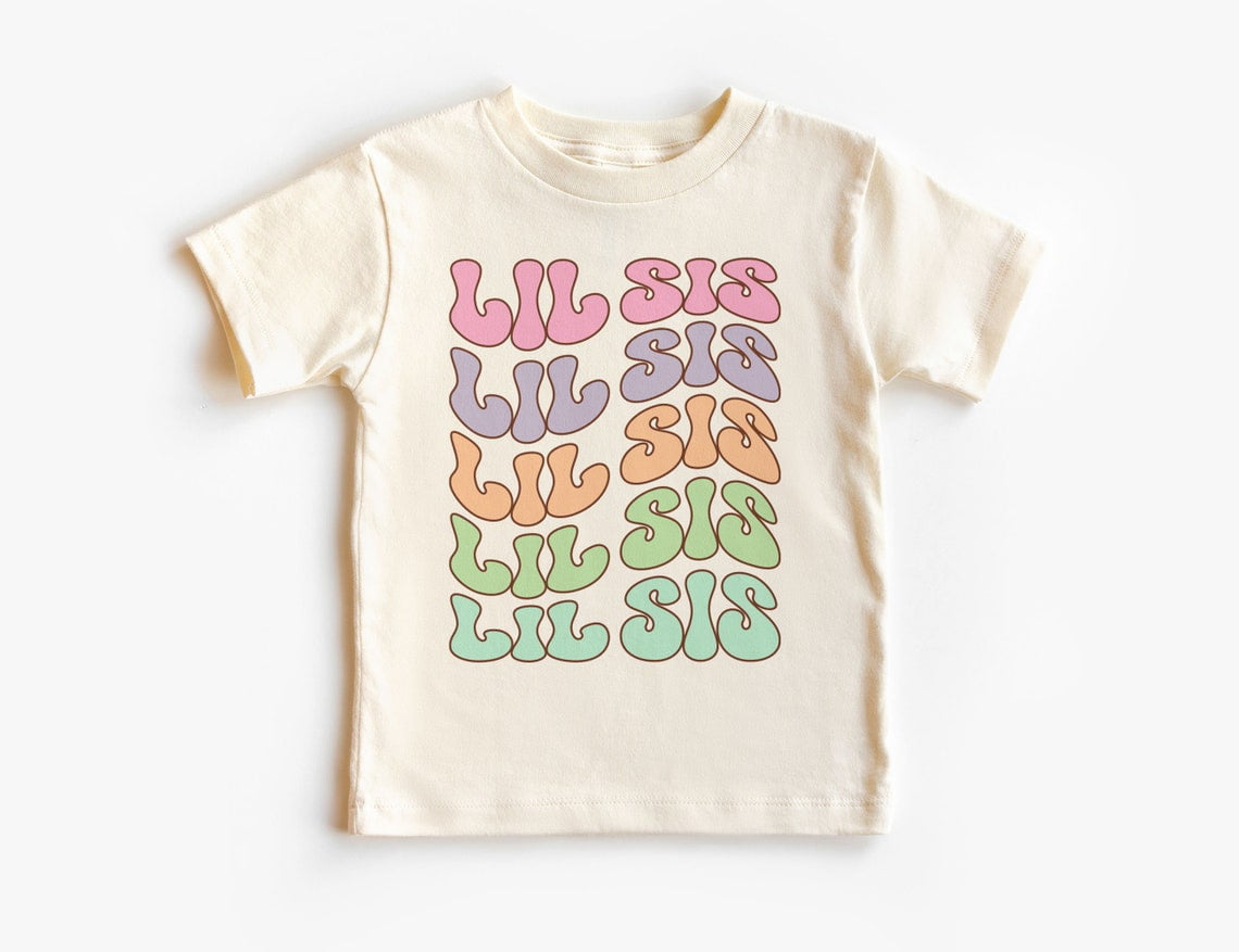 Tiny Hug Lil Sis Groovy Stacked Toddler Shirt - Cute Retro Little ...