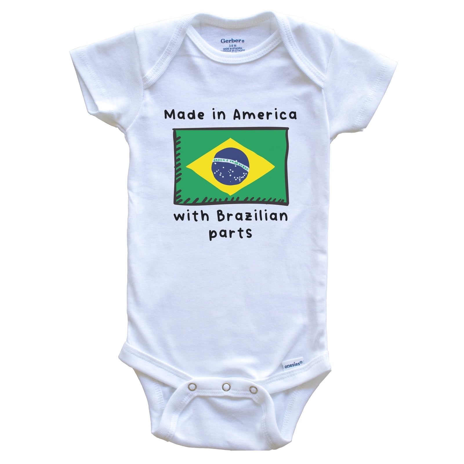 Tiny Hug Made In America With Brazilian Parts Brazil Flag One Piece ...