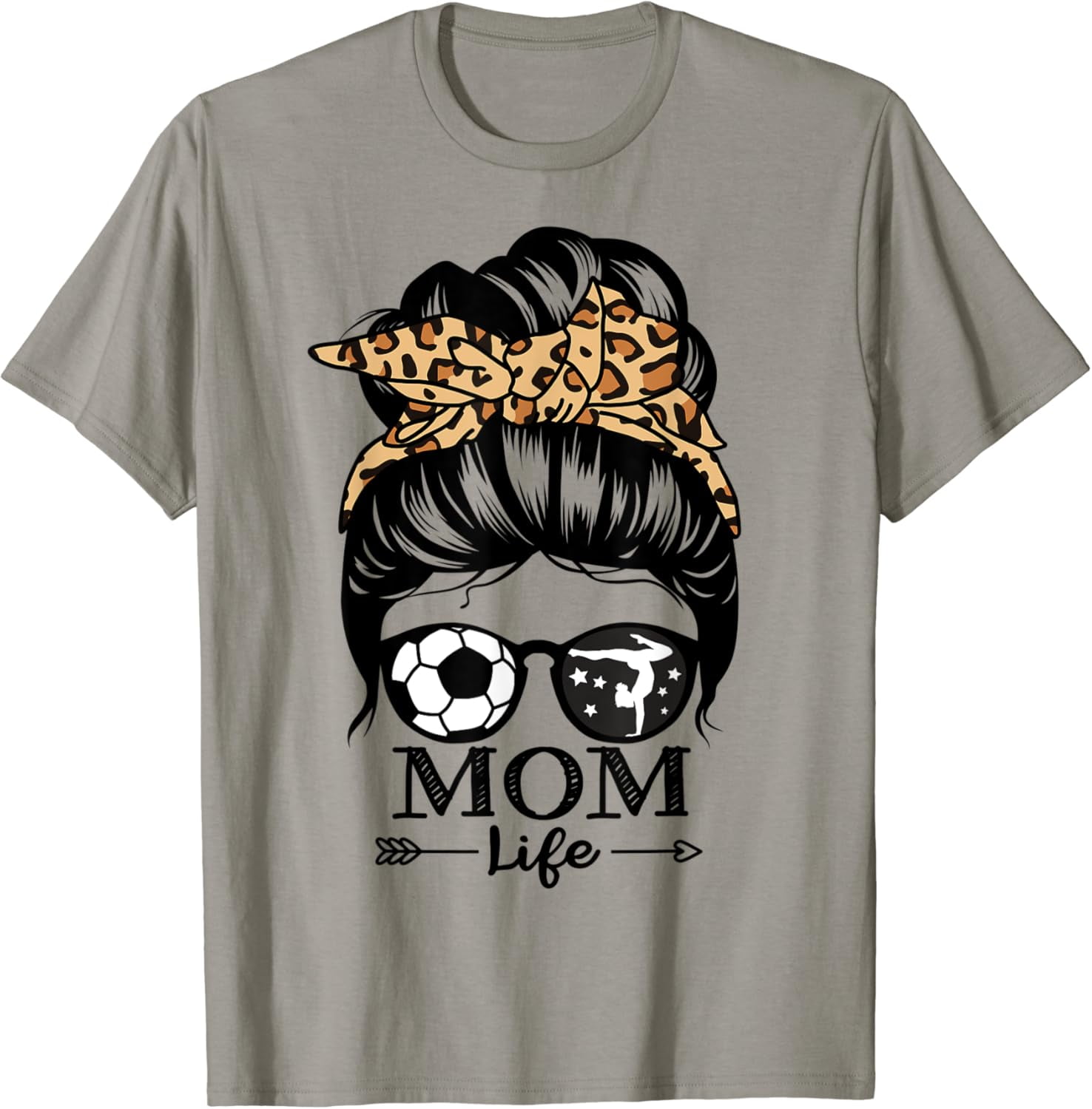 Tiny Hug Mom Life Messy Bun Hair Soccer Gymnastics Mom T-Shirt All Size ...