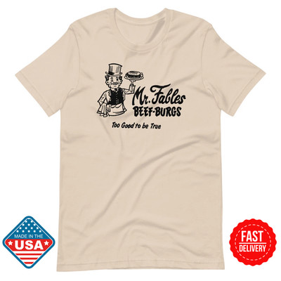 Tiny Hug Mr. Fables Beef-Burgs Restaurant Tee Shirt Short-Sleeve Unisex ...
