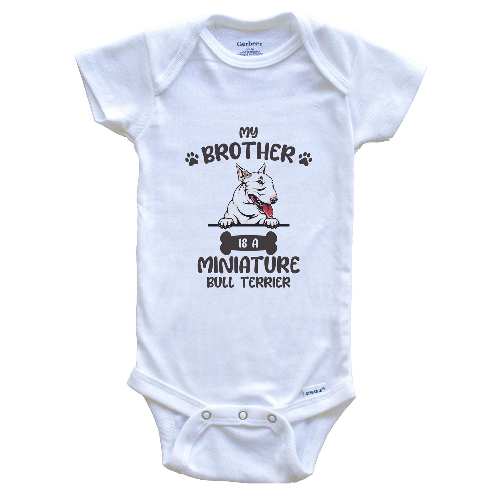 Tiny Hug My Brother Is A Miniature Bull Terrier Cute Dog Breed Baby ...