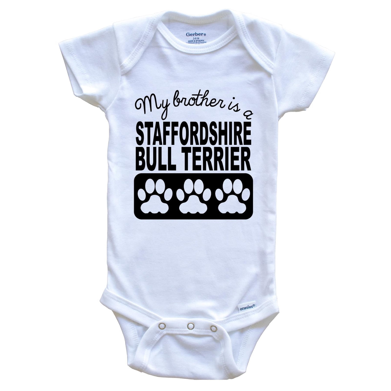 Tiny Hug My Brother Is A Staffordshire Bull Terrier Baby Bodysuit Baby ...