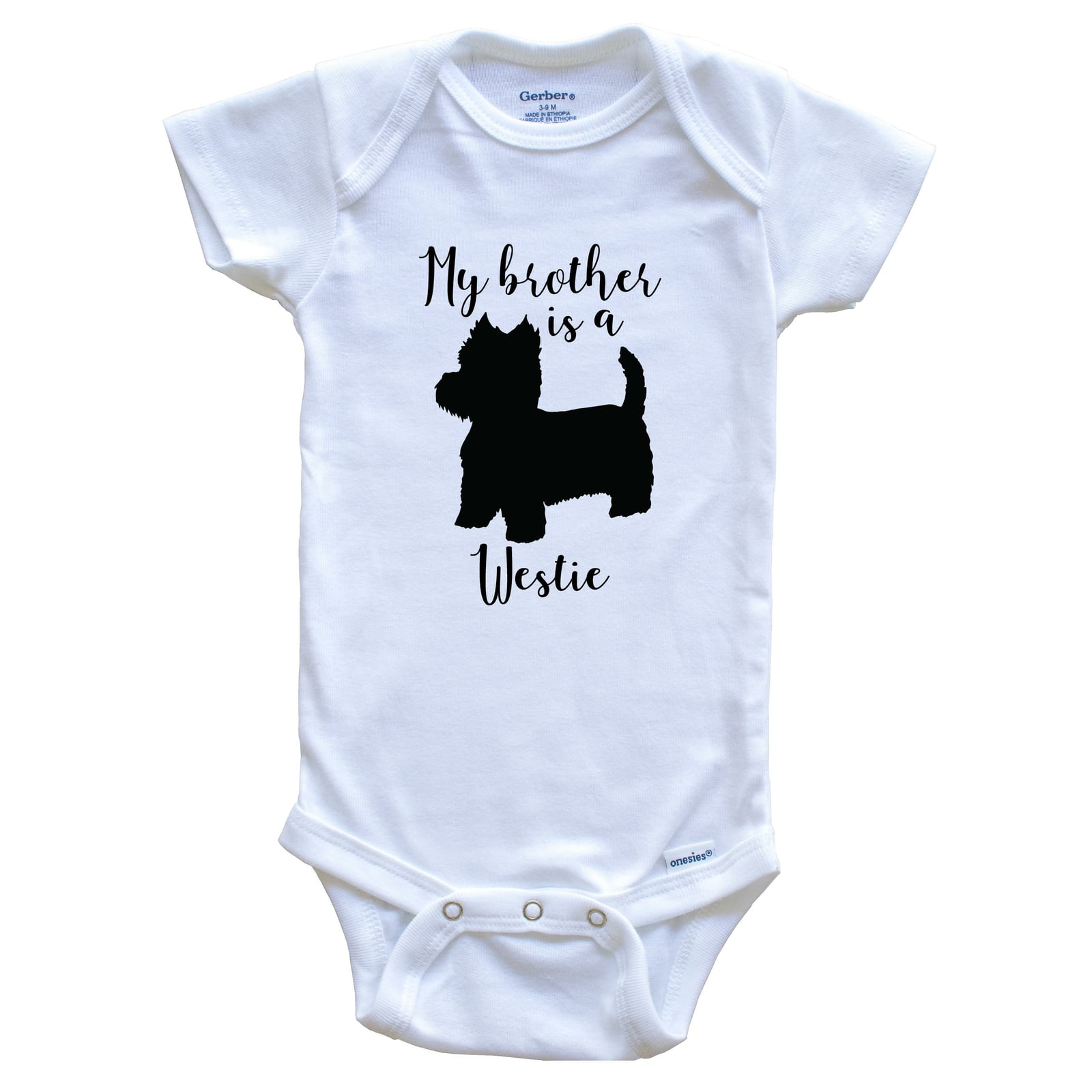 Tiny Hug My Brother Is A Westie Cute Dog Baby Bodysuit - West Highland ...