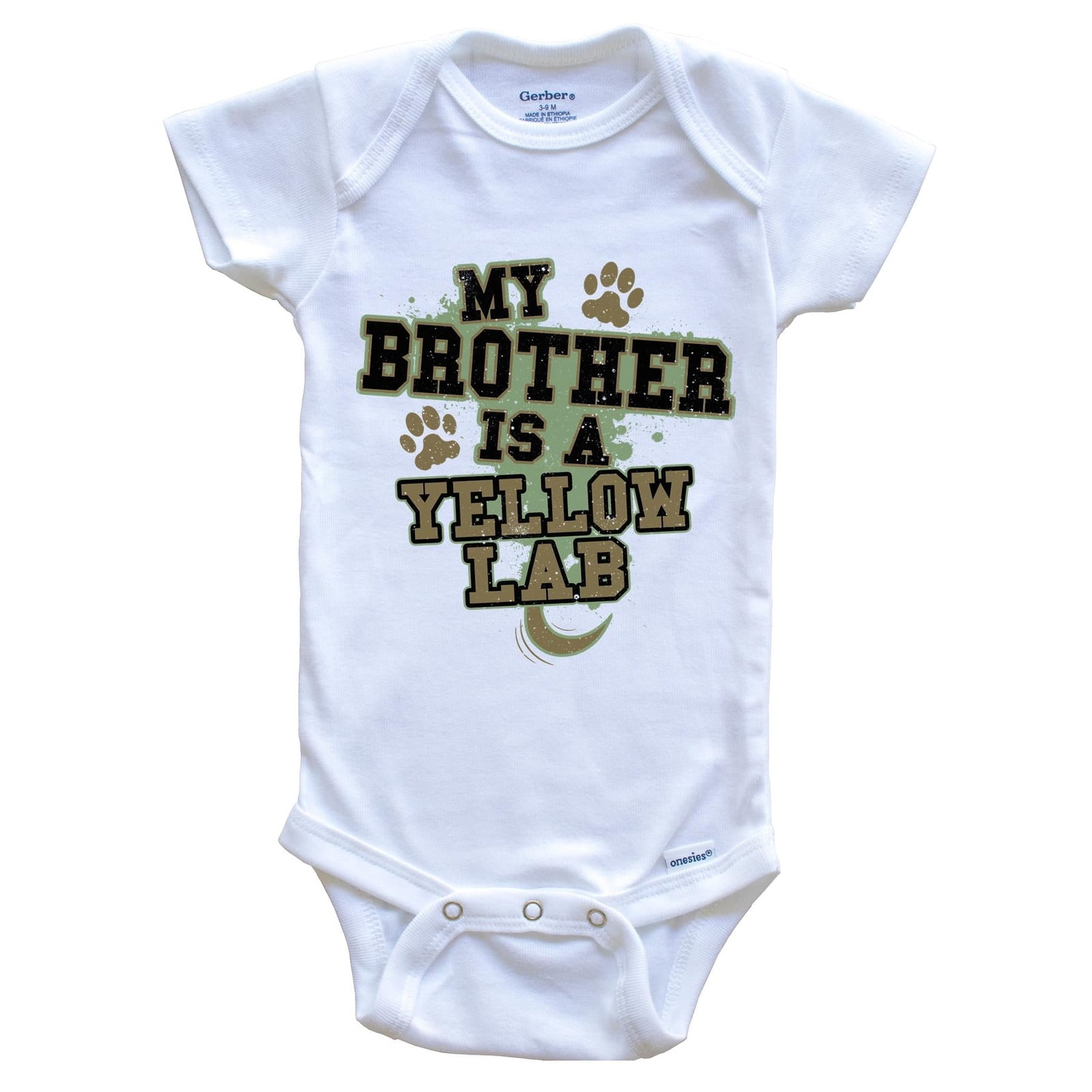Tiny Hug My Brother Is A Yellow Lab Funny Dog One Piece Baby Bodysuit ...