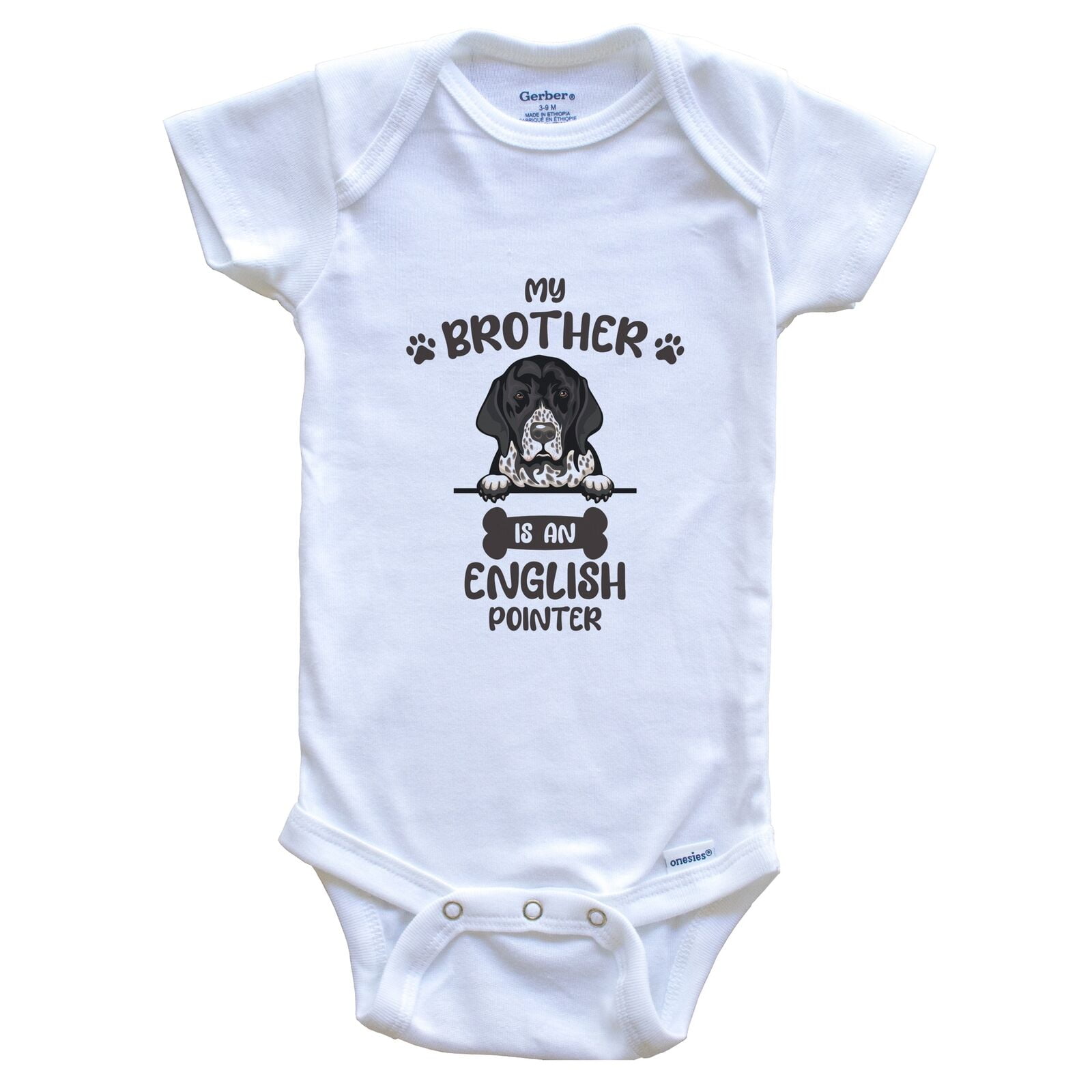 Tiny Hug My Brother Is An English Pointer Cute Dog Breed Baby Bodysuit ...