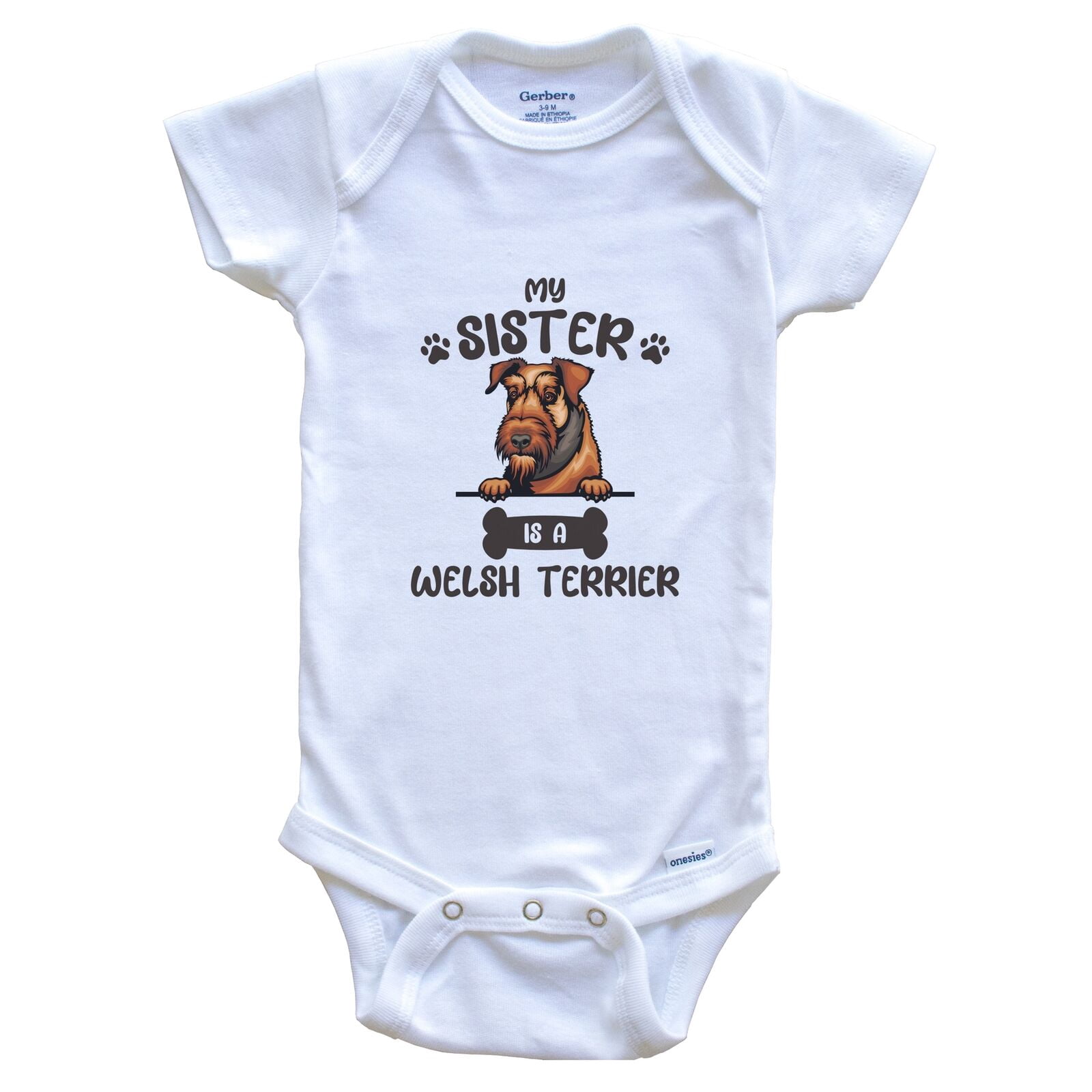 Tiny Hug My Sister Is A Welsh Terrier Cute Dog Breed Baby Bodysuit, New ...