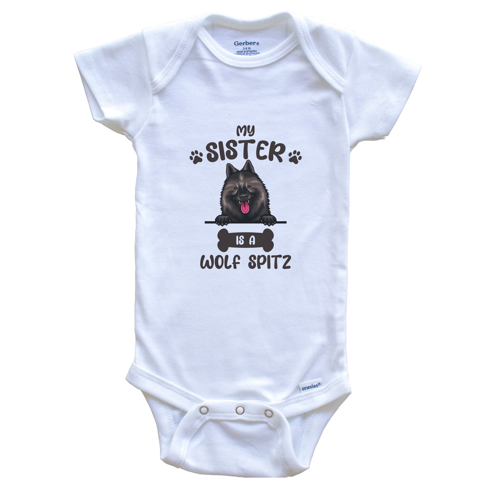 Tiny Hug My Sister Is A Wolf Spitz Cute Dog Breed Baby Bodysuit, New ...
