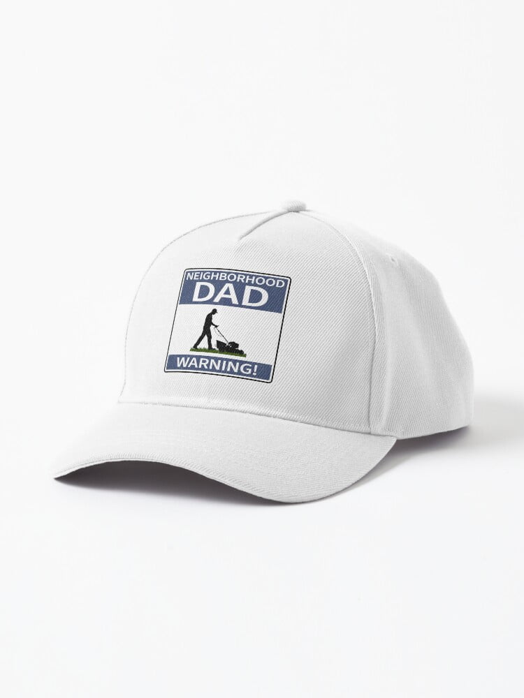 Tiny Hug Neighborhood Dad Warning Sign Blue Distressed Lawn Cap Hats ...