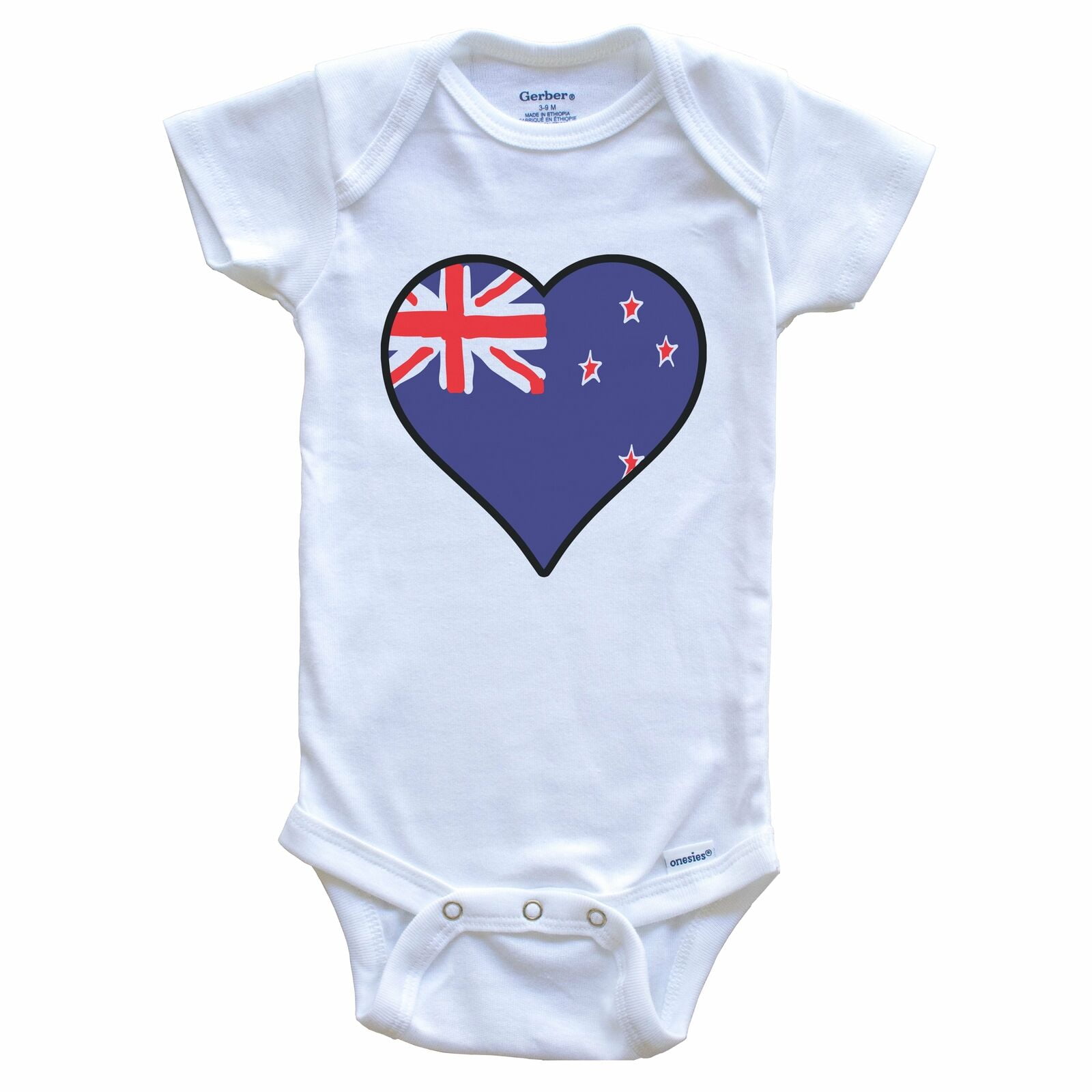 Tiny Hug New Zealand Heart New Zealandic Flag Baby Bodysuit, New Born ...