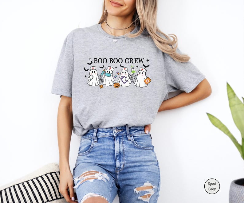 Tiny Hug Nurse Boo Boo Crew T-Shirt, Spooky Nurse Squad Design, Cute ...