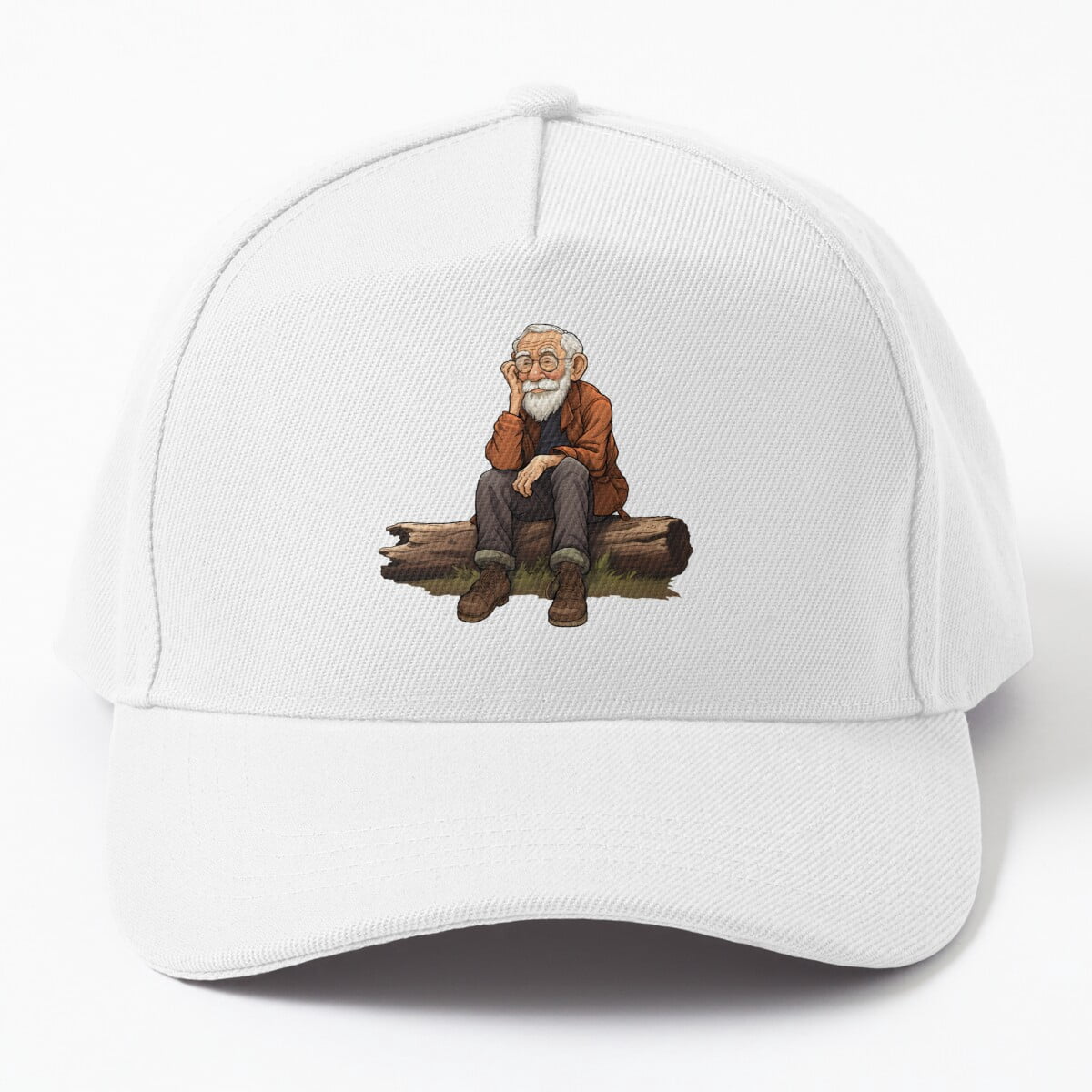 Tiny Hug Old Man Sitting On A Log 3 Cap Hats For Men, Gift For Him ...