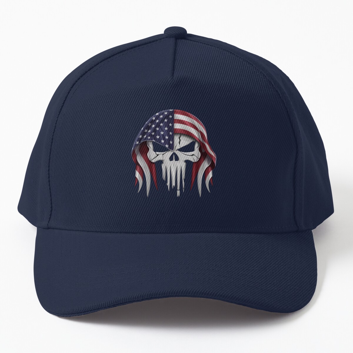 Tiny Hug Patriotic Skull - American Flag Overlay Graphic Cap, Hats For ...