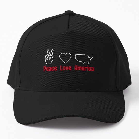 Tiny Hug Peace Love America 4Th Of July Cap, Hats For Men, Gift For Him ...