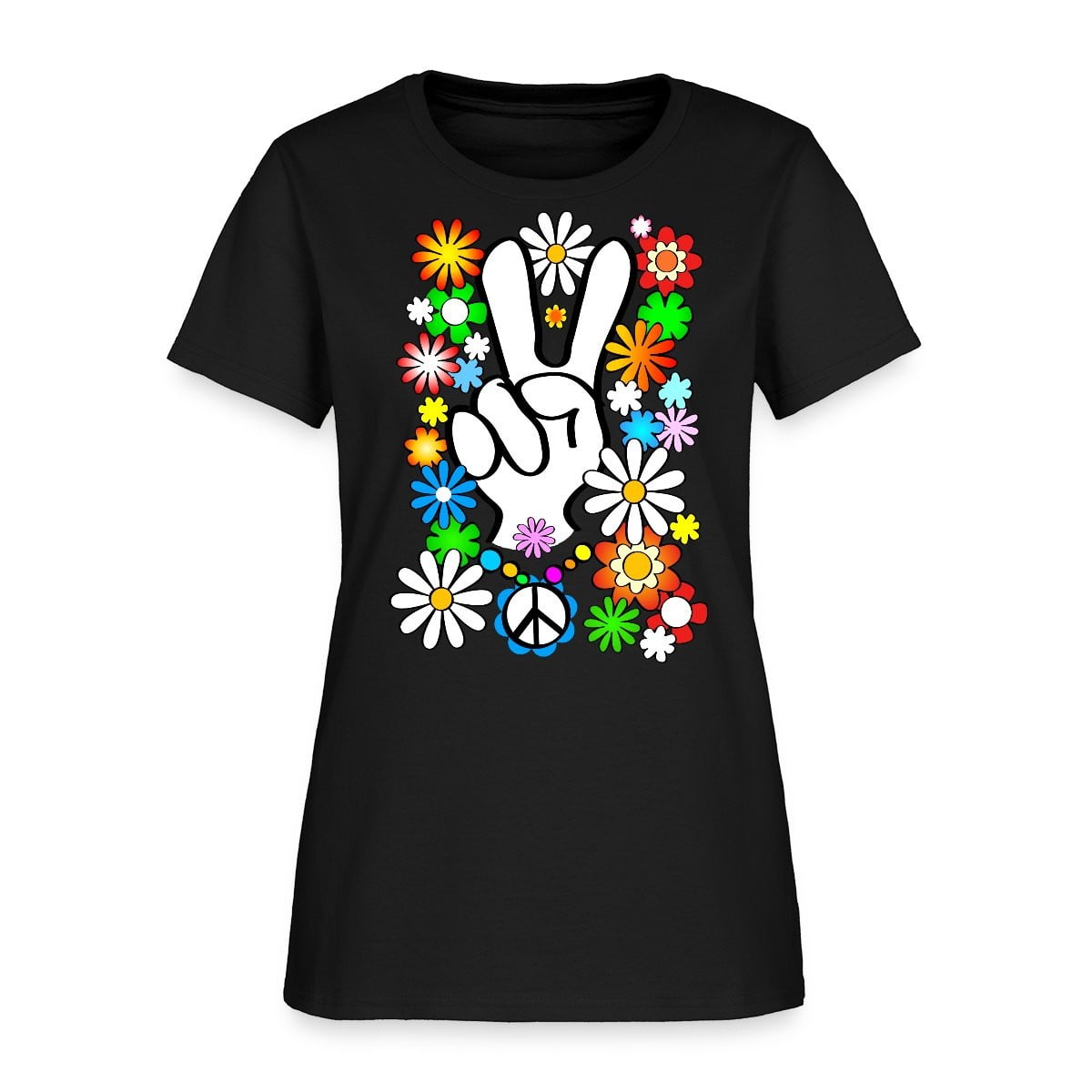 Tiny Hug Peace Sign Flower Power Women'S T-Shirt - Walmart.com