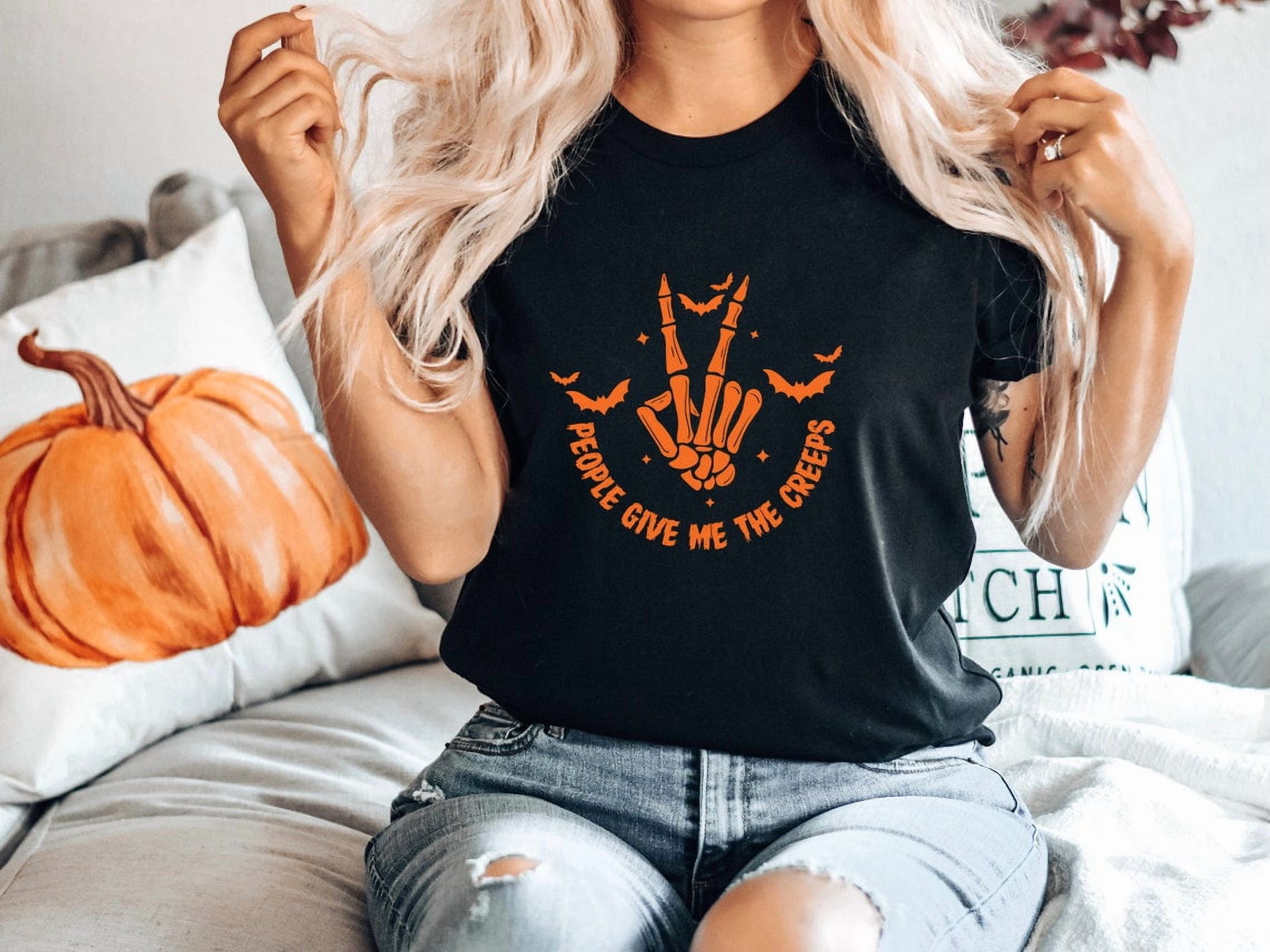 Tiny Hug People Give Me The Creeps Shirt,Skeleton Hand Shirt,Winter ...