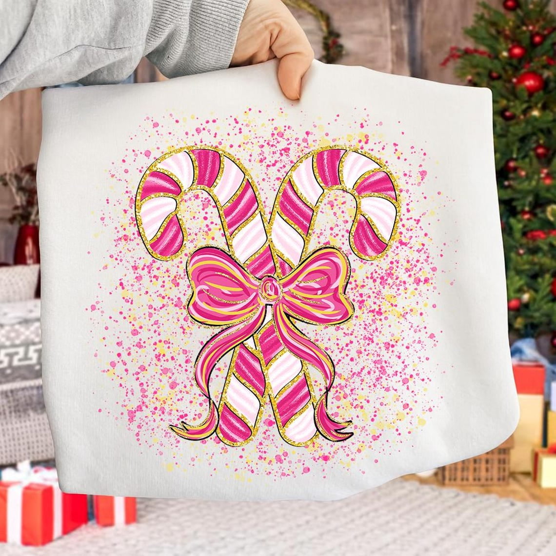 Tiny Hug Pink Winter Holiday Candy Cane, Preppy Winter Holiday Coquette ...