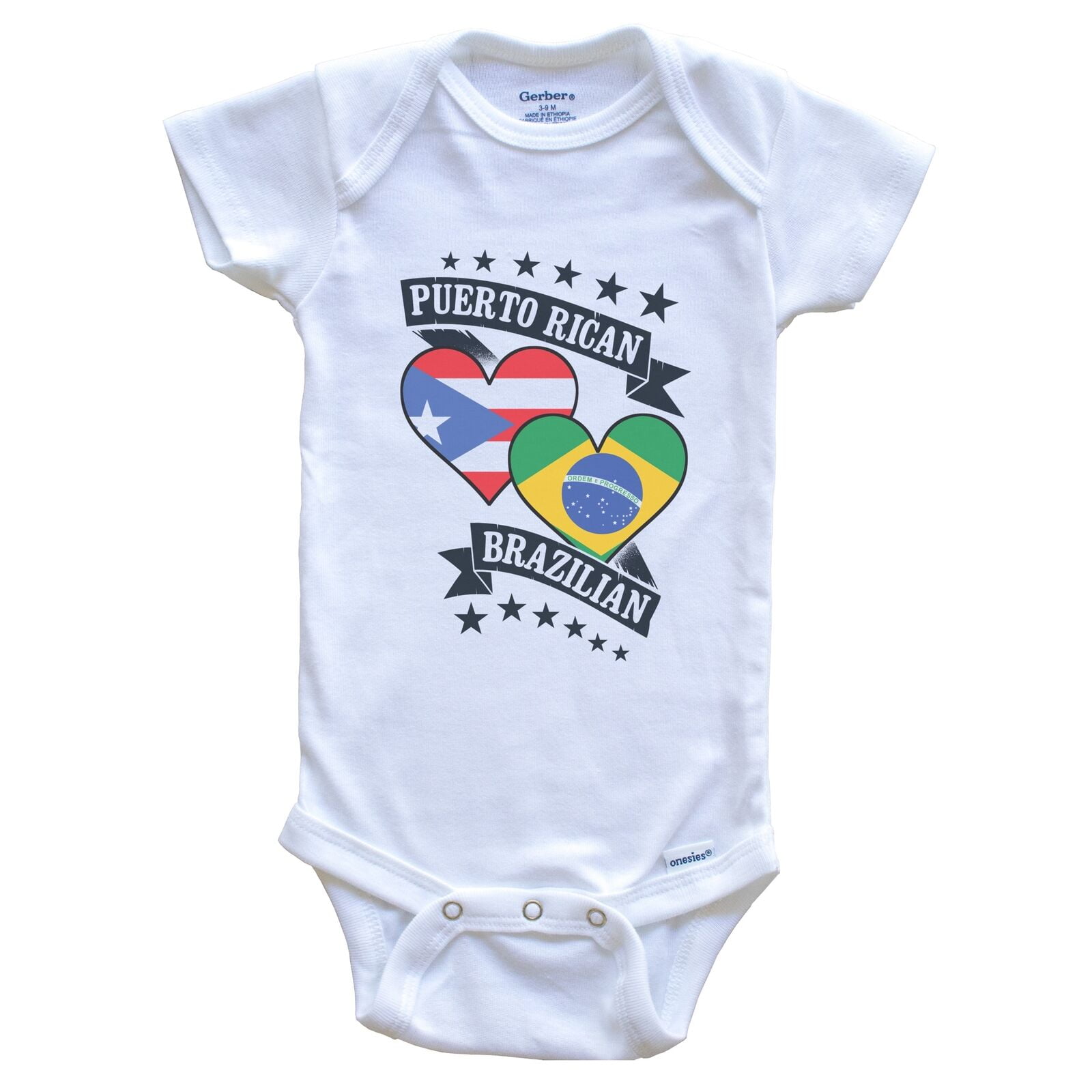 Tiny Hug Puerto Rican Brazilian Heart Flags Puerto Rico Brazil Baby ...