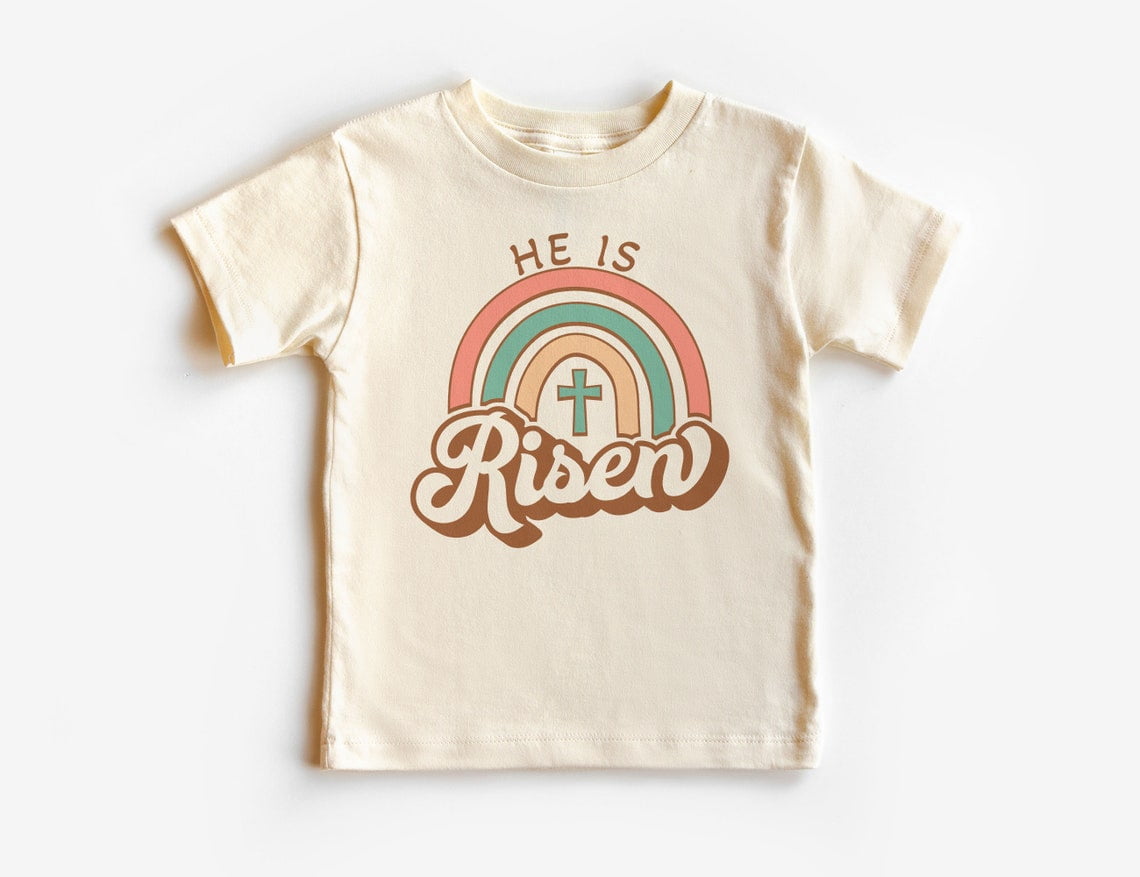 Tiny Hug He Is Risen Rainbow Easter Toddler Shirt - Christian Kid'S ...