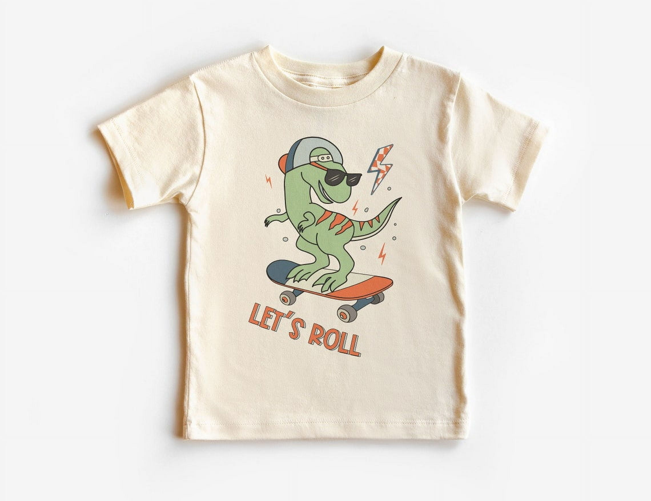 Tiny Hug Let'S Roll Skater Dino Toddler Shirt - Totally Rad Dinosaur ...