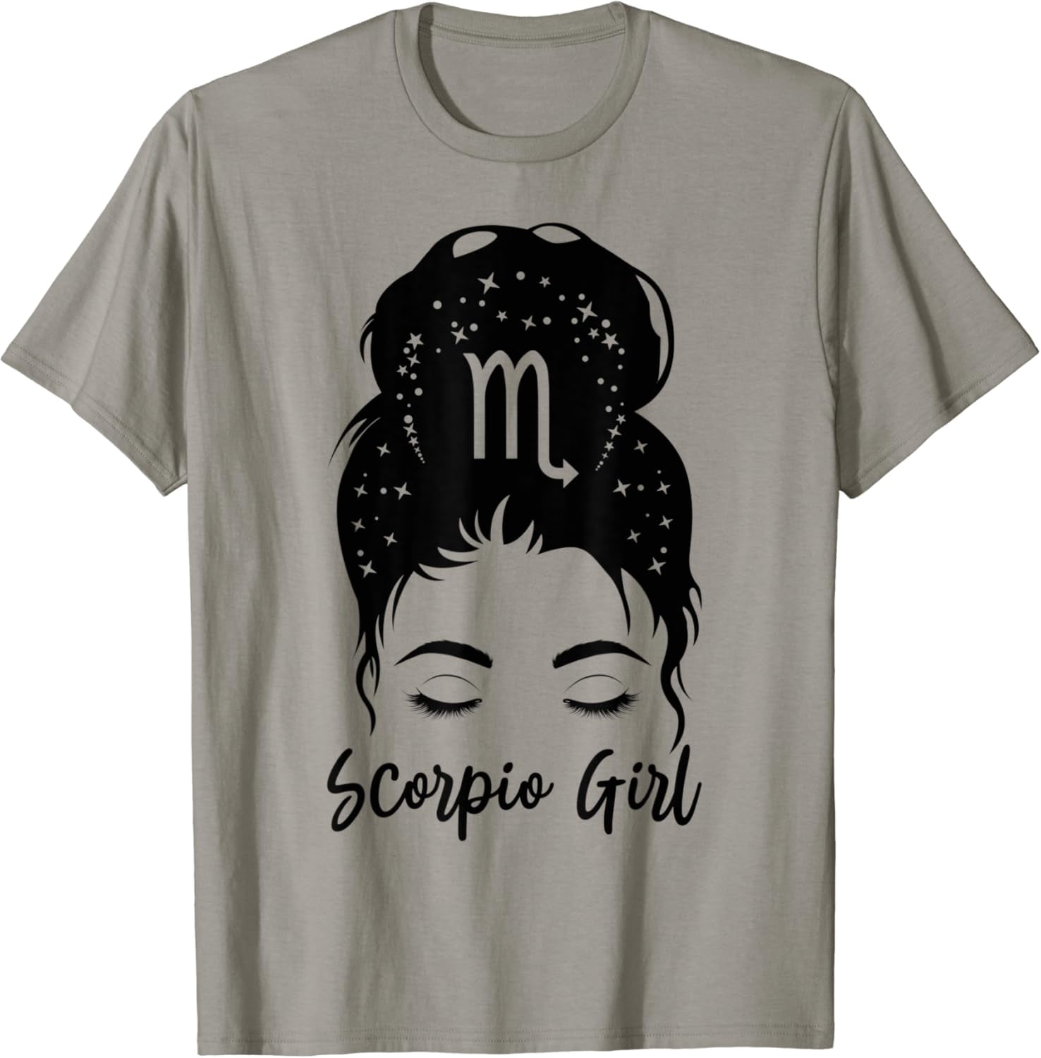 Tiny Hug Scorpio Girl Messy Bun Zodiac Symbol Woman Birthday Costume T ...