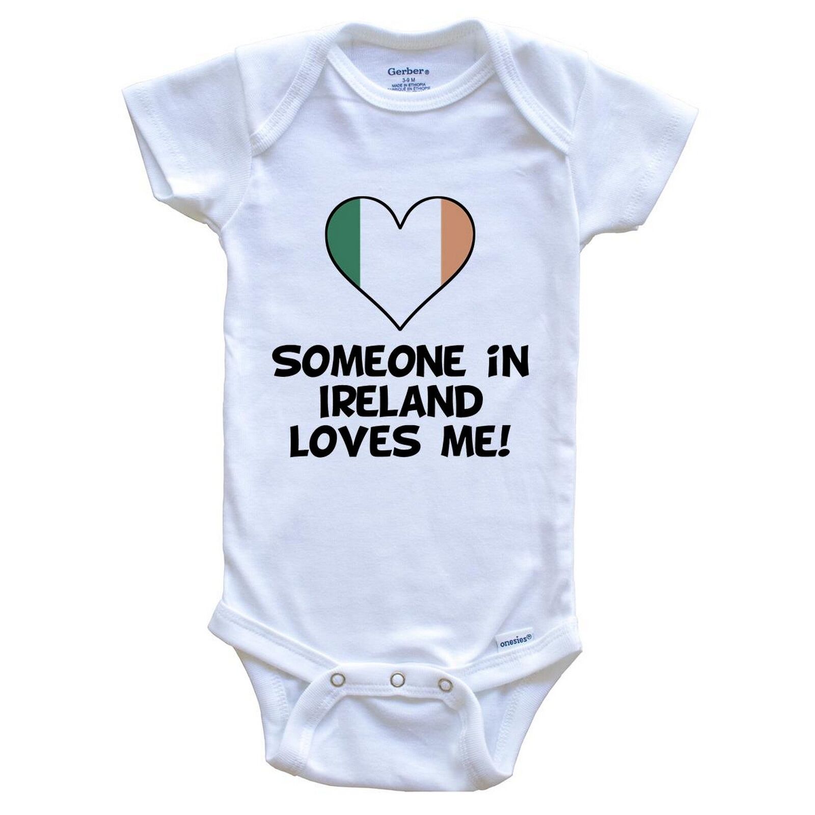 Tiny Hug Someone In Ireland Loves Me Irish Flag Heart One Piece Baby ...