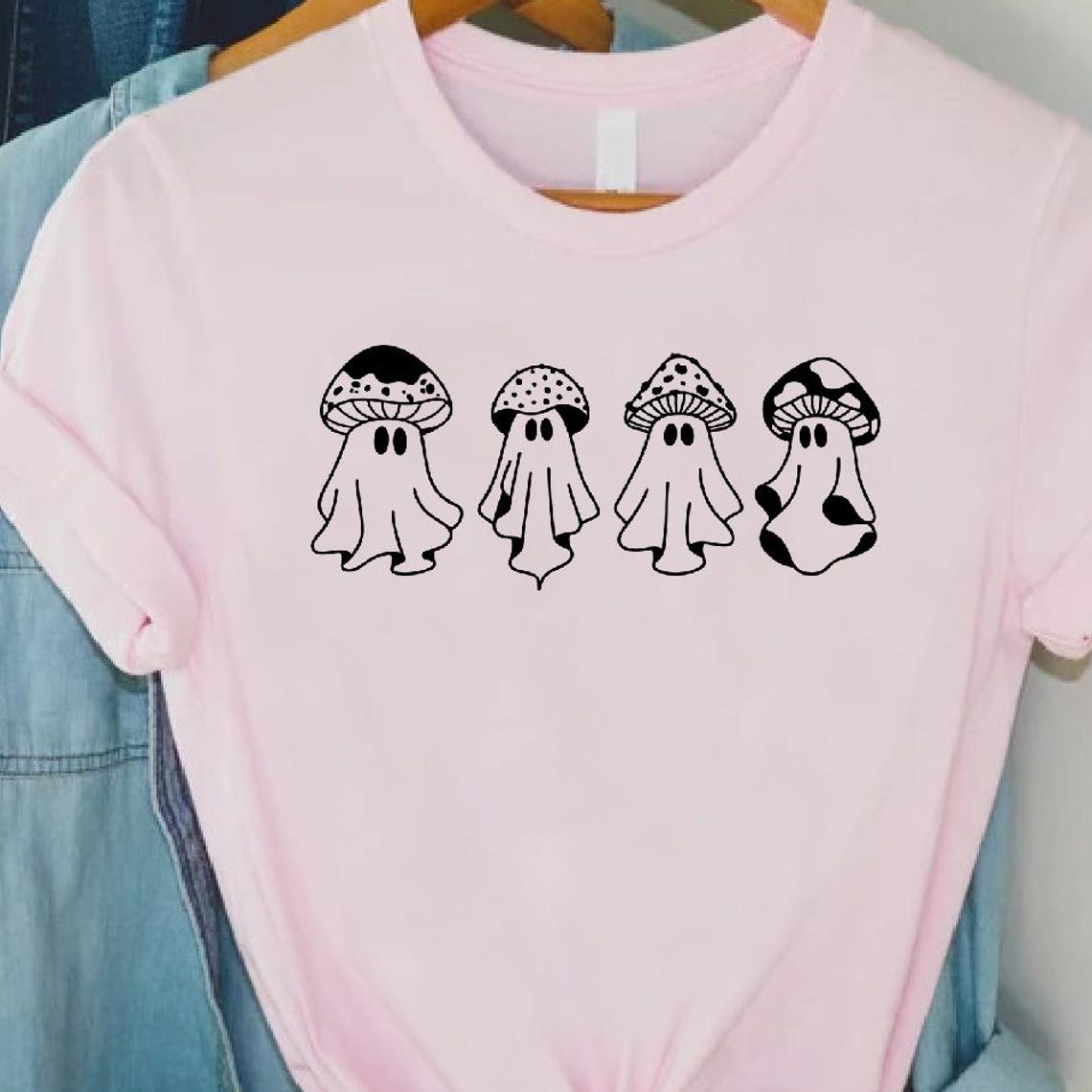 Tiny Hug Spooky Mushrooms Tshirt,Ghost Tee,Winter Holiday Fungi Shirt ...