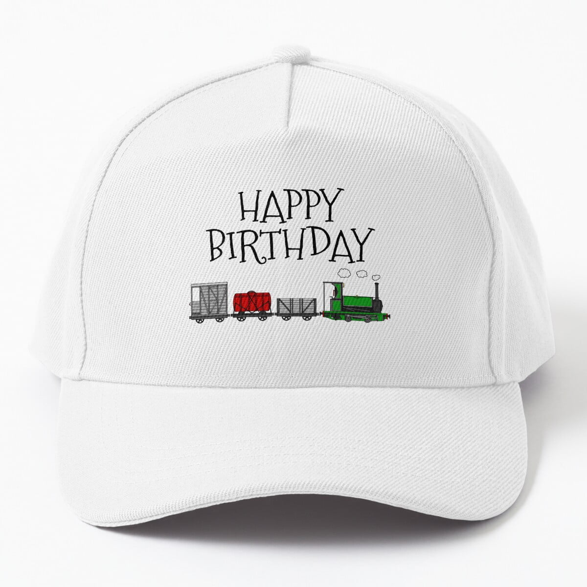 Tiny Hug Steam Train Birthday, Narrow Gauge Locomotive With Wagons Cap ...