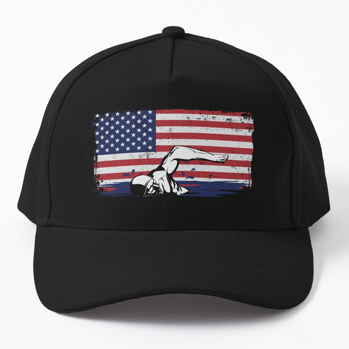 Tiny Hug Swimmer, American Flag, Swimming, July 4Th, Swim Cap, Hats For ...