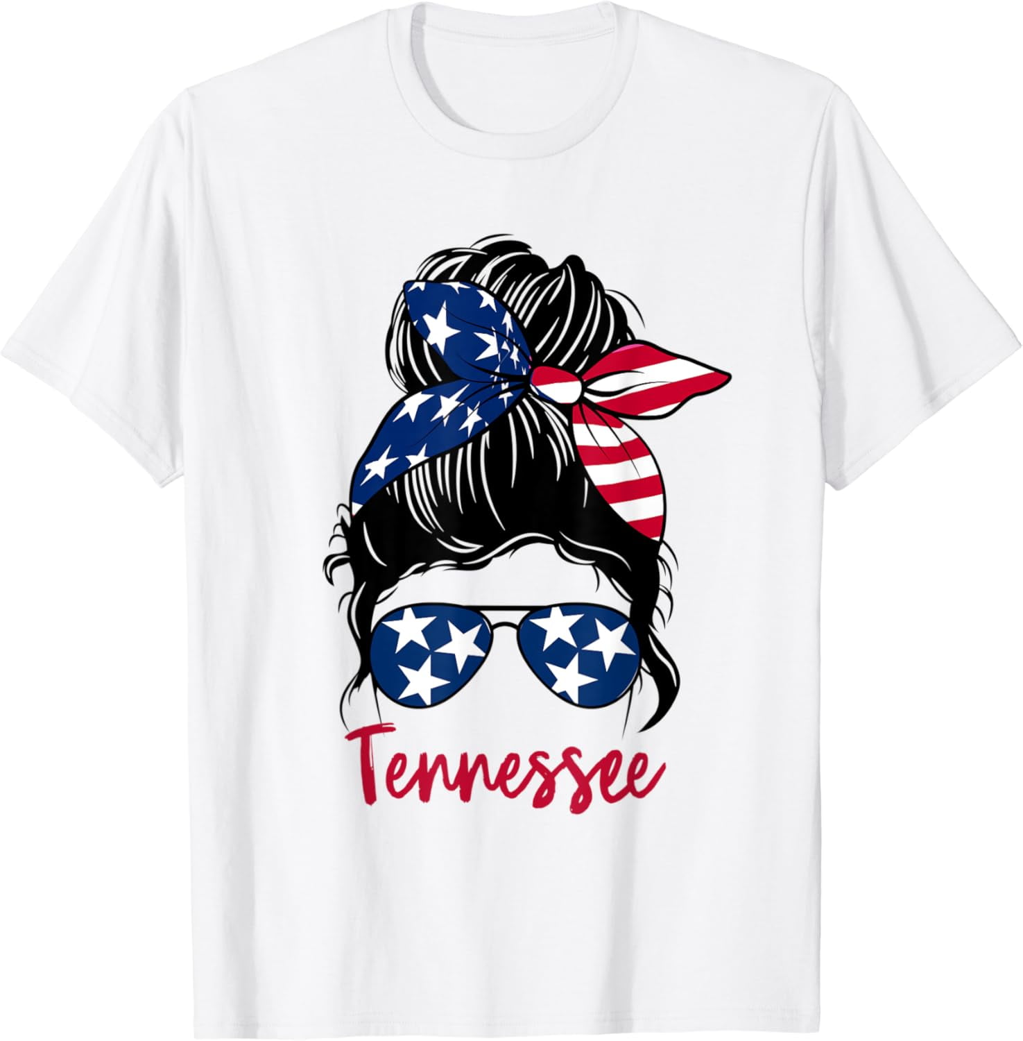 Tiny Hug Tennessee Flag Girl Tennessee State Girlfriend Messy Bun T ...