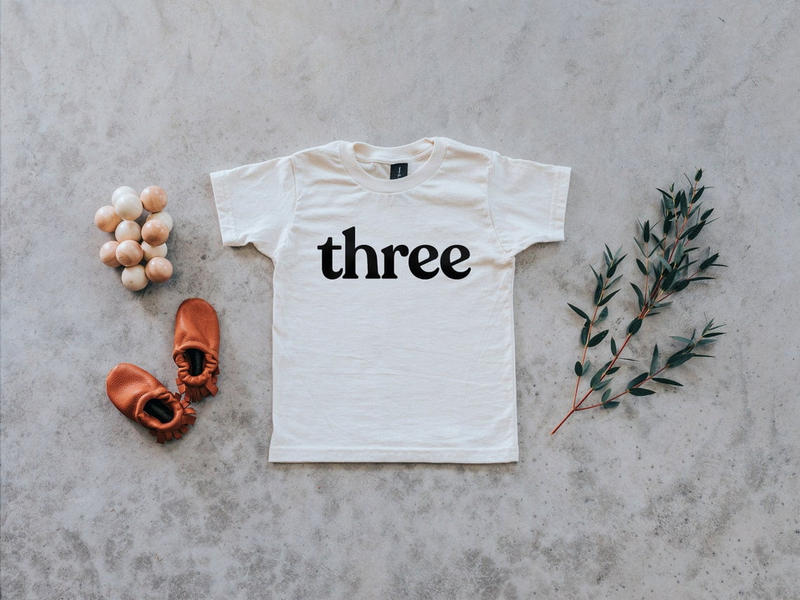 Tiny Hug Three Third Birthday Shirt • Organic Cotton Graphic Tee For ...