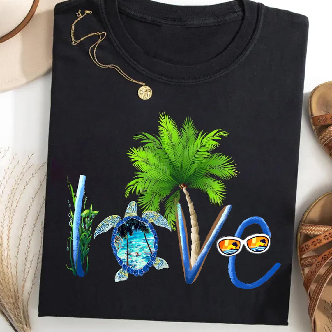 Tiny Hug Tropical Beach Summer Ocean Love Sea Turtle Design All Size S ...