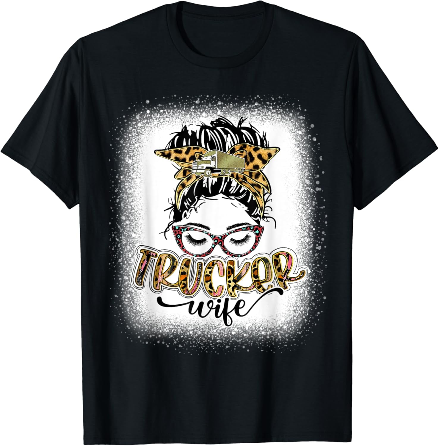 Tiny Hug Trucker Wife Life Messy Bun Bleached Women Mother'S Day T ...
