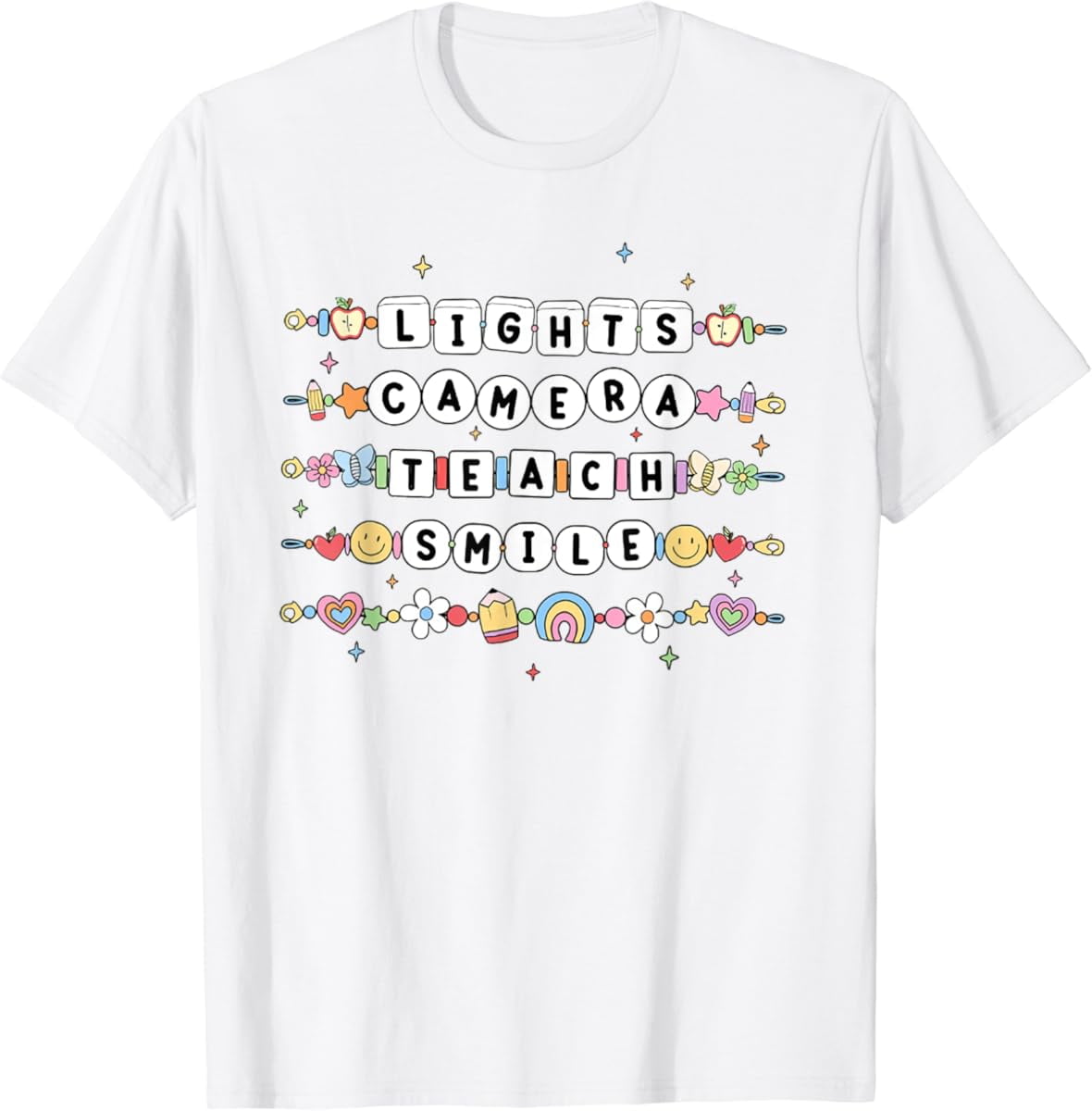 Tiny Hug Women Lights Camera Teach Smile Teacher First Day Of School T ...