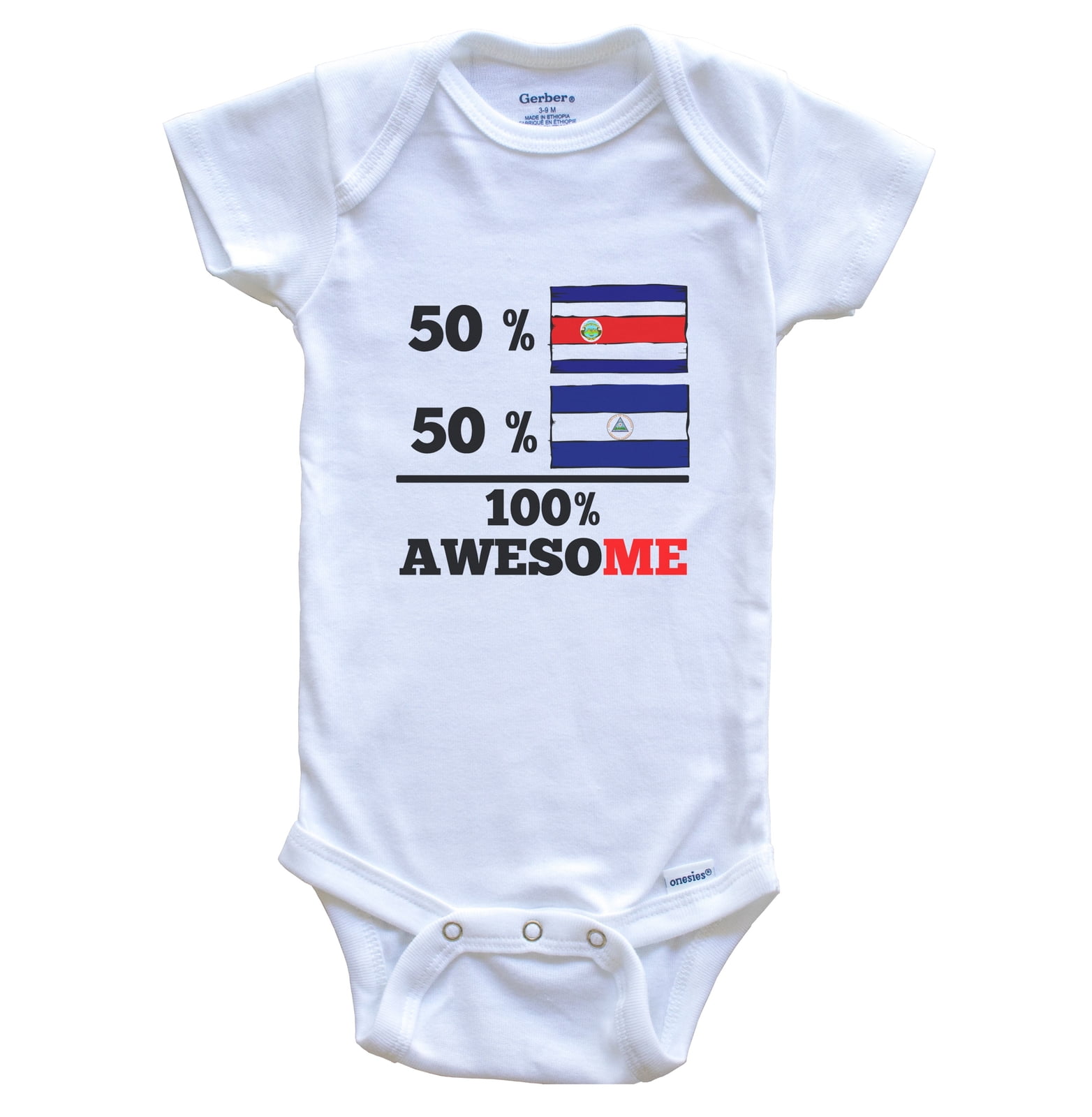 Tiny Hug50% Costa Rican 50% Nicaraguan 100% Awesome Flags Baby Bodysuit ...