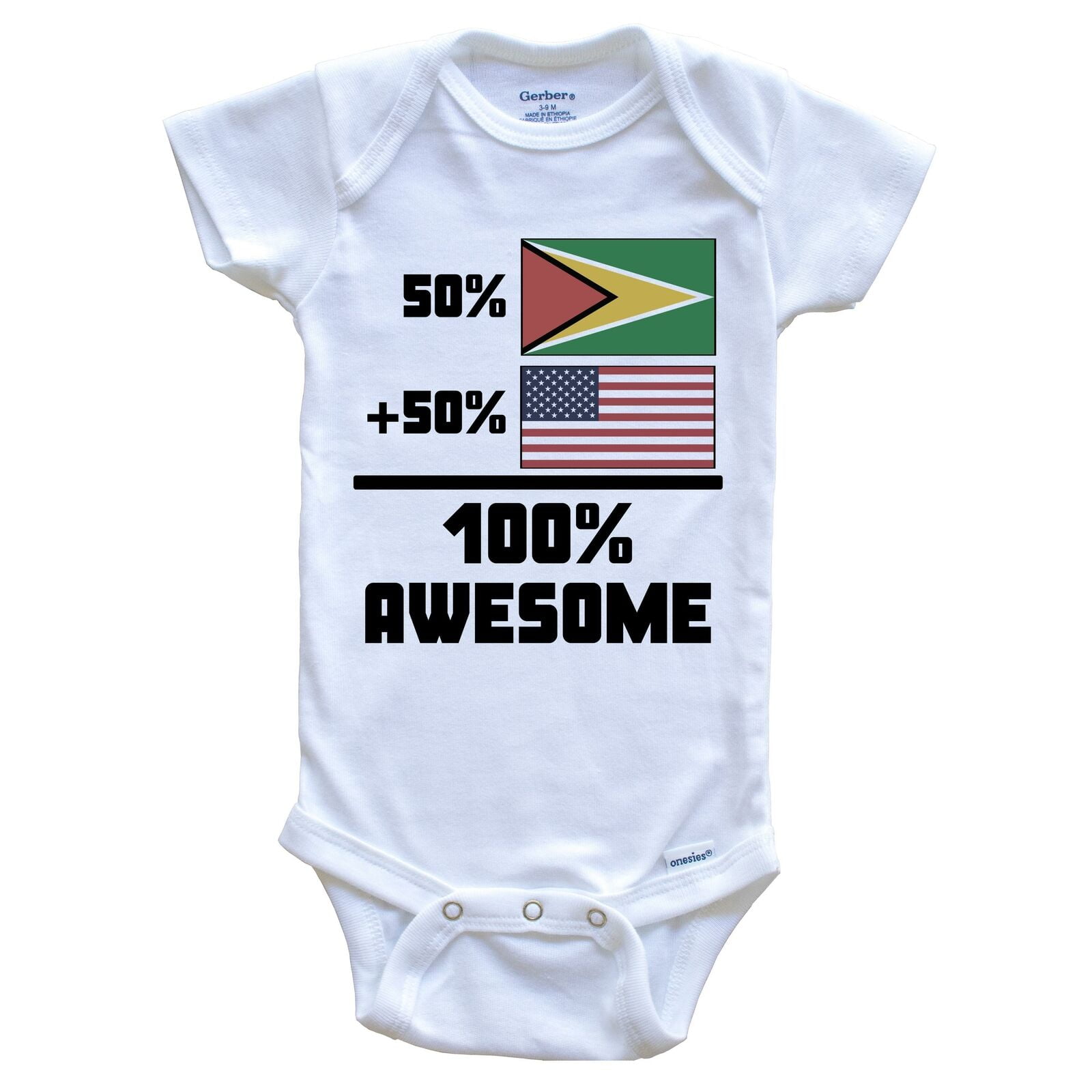 Tiny Hug50% Guyanese 50% American 100% Awesome Funny Guyana Flag Baby ...