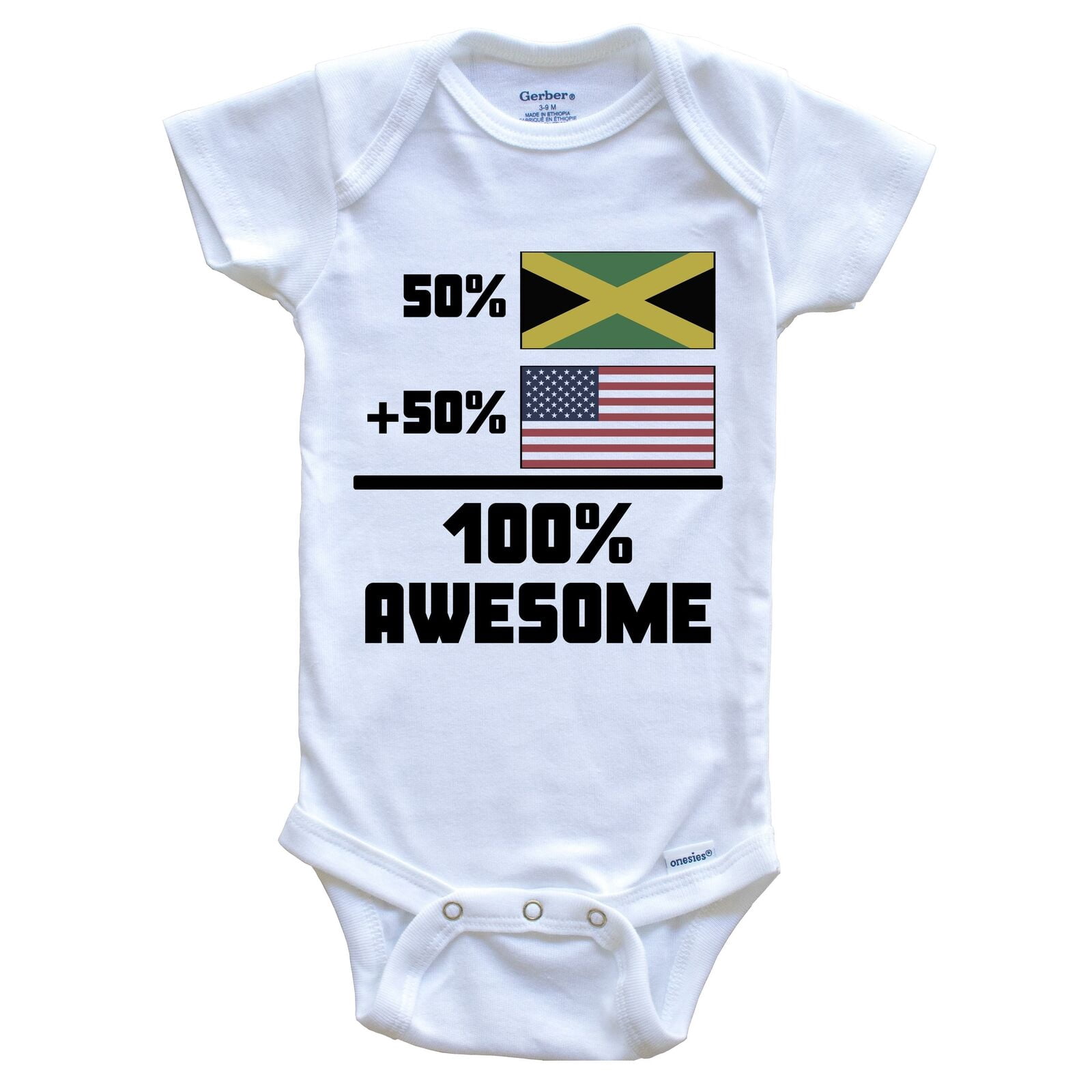 Tiny Hug50% Jamaican 50% American 100% Awesome Funny Jamaica Flag Baby ...