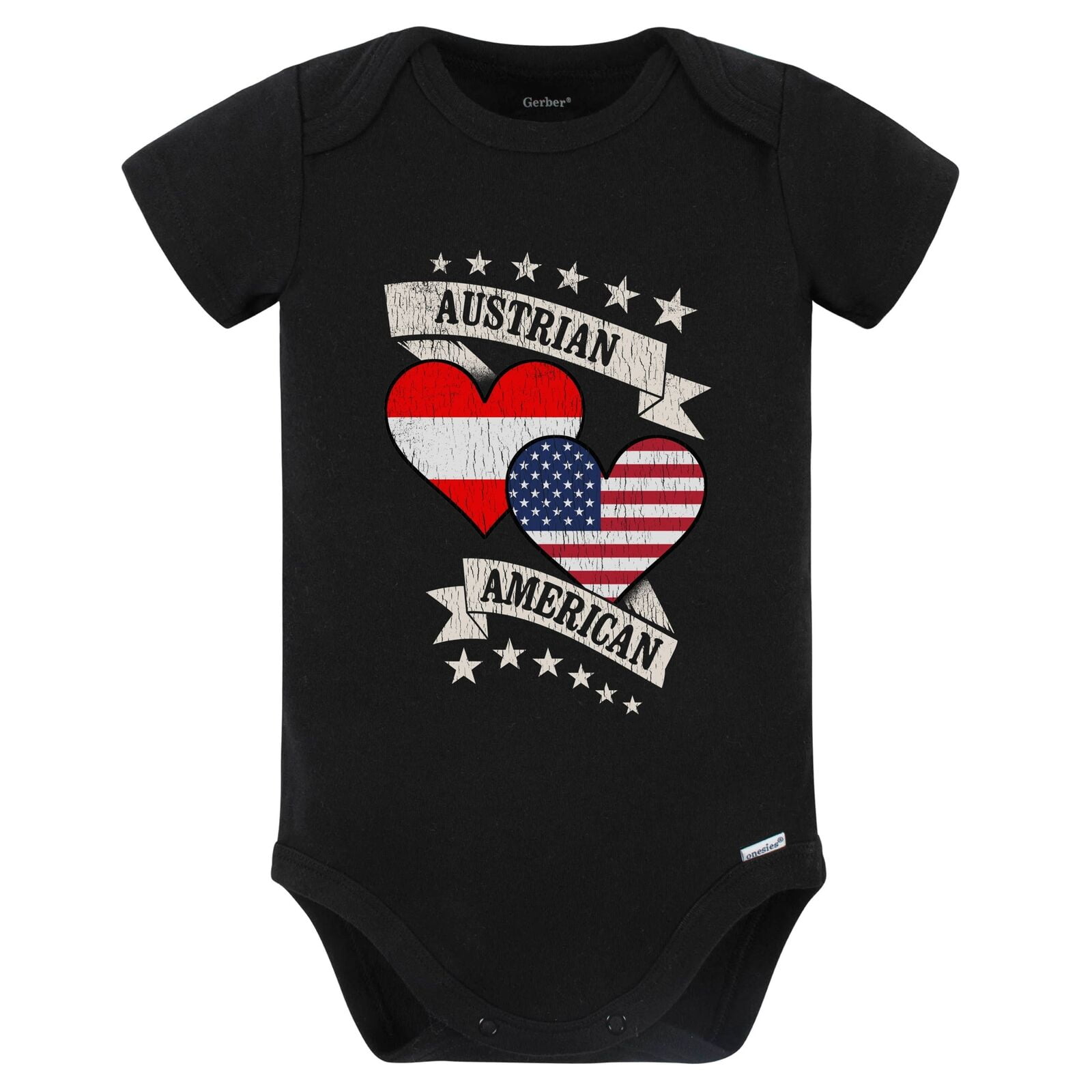 Tiny HugAustrian American Heart Flags Austria America Baby Bodysuit ...