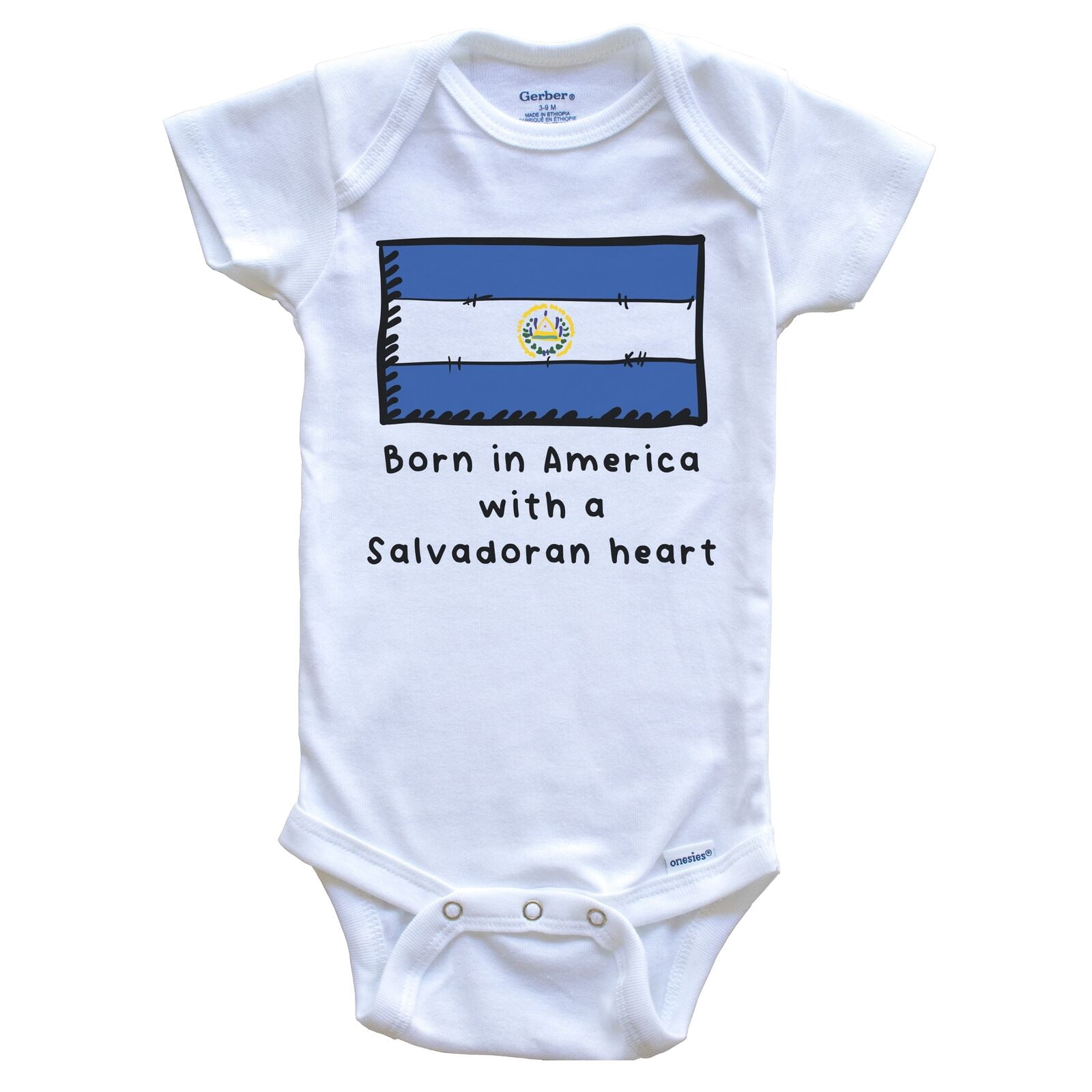 Tiny HugBorn In America With A Salvadoran Heart Cute El Salvador Flag ...