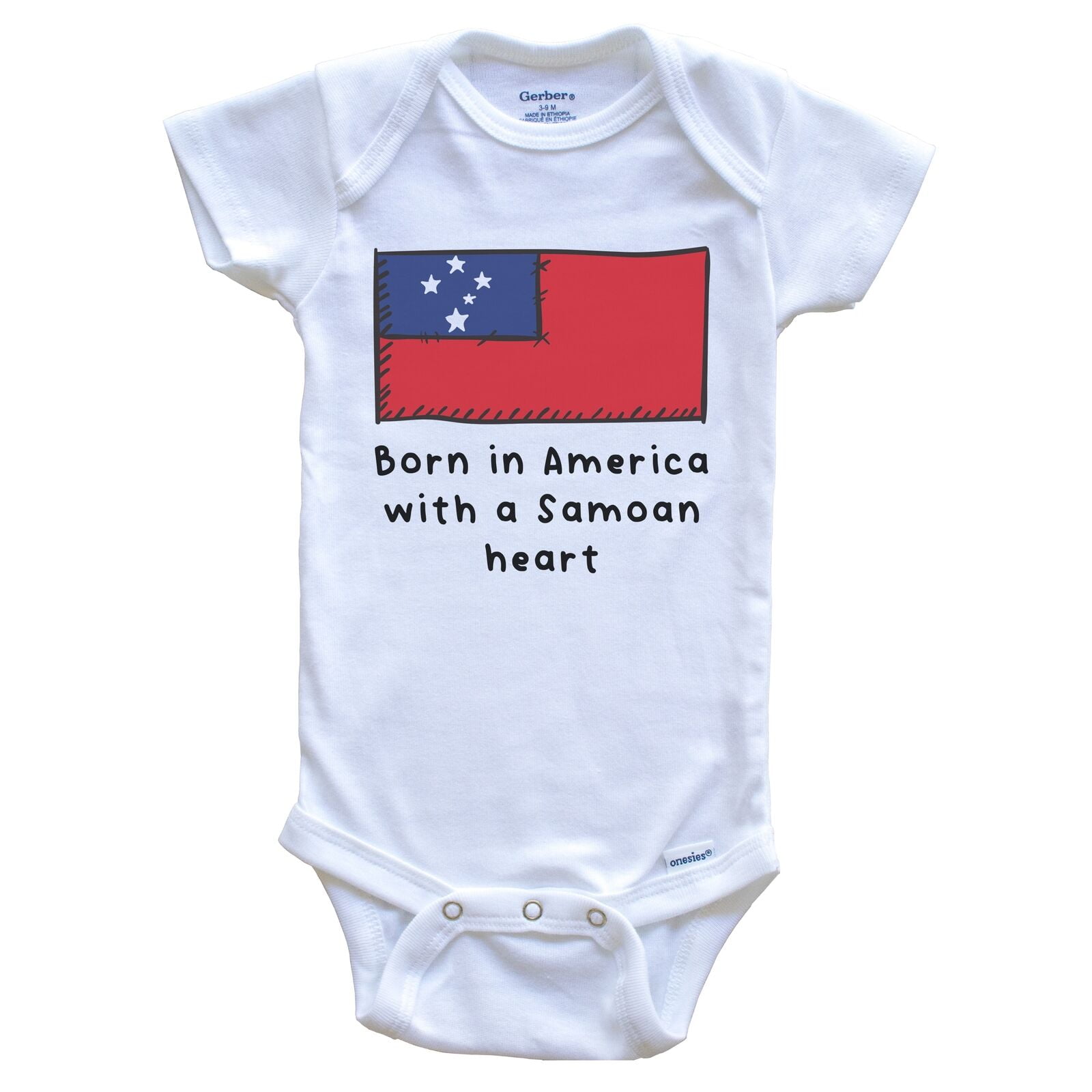 Tiny HugBorn In America With A Samoan Heart Cute Samoa Flag One Piece ...