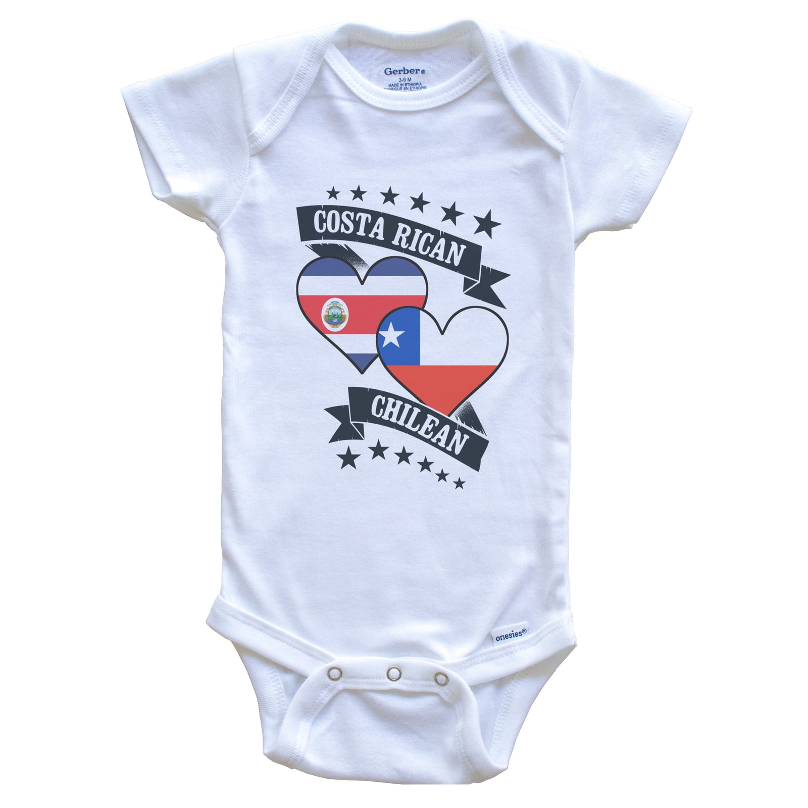 Tiny HugCosta Rican Chilean Heart Flags Costa Rica Chile Baby Bodysuit ...